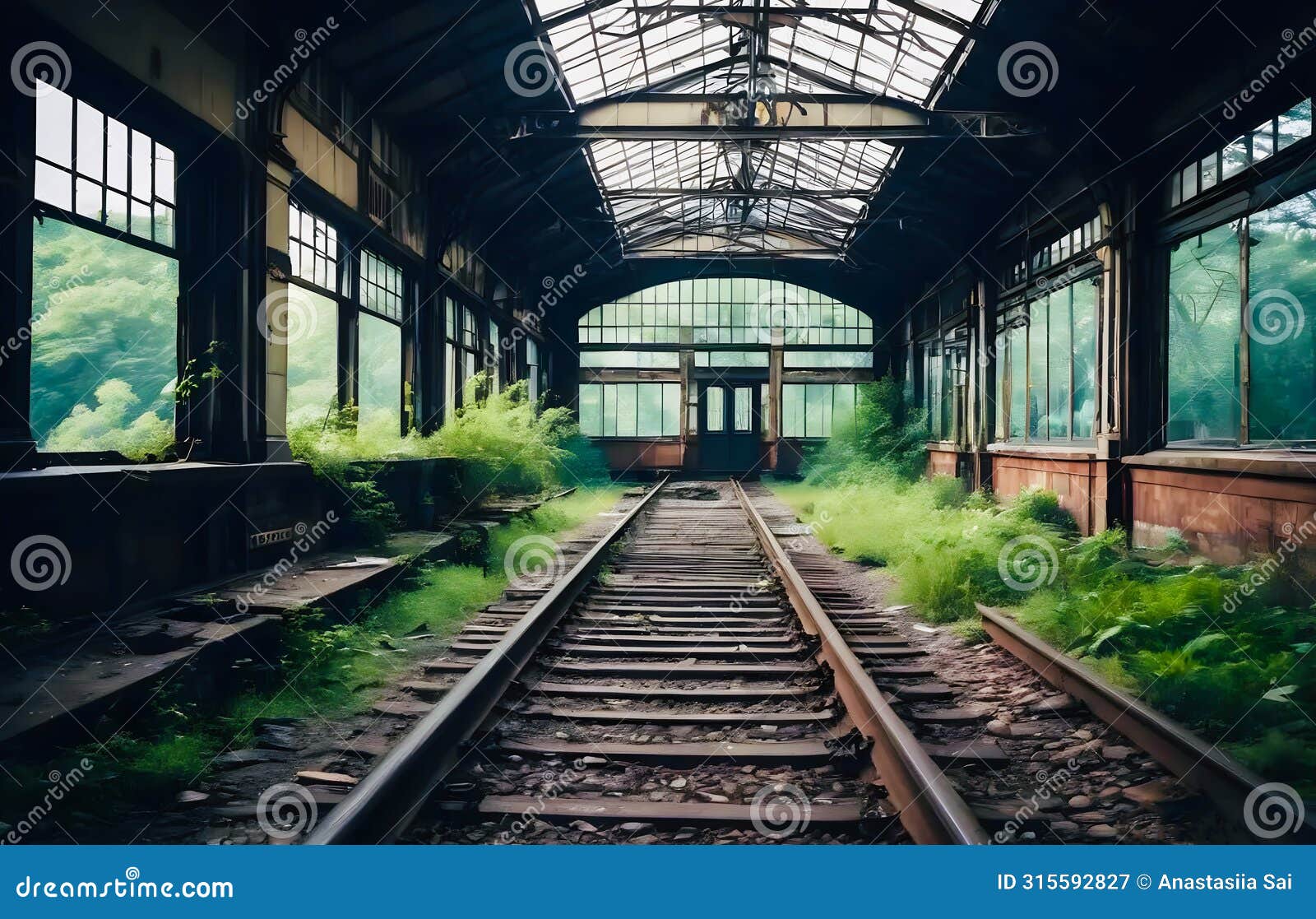 An Abandoned Railway Station is Completely Overgrown with Greenery ...