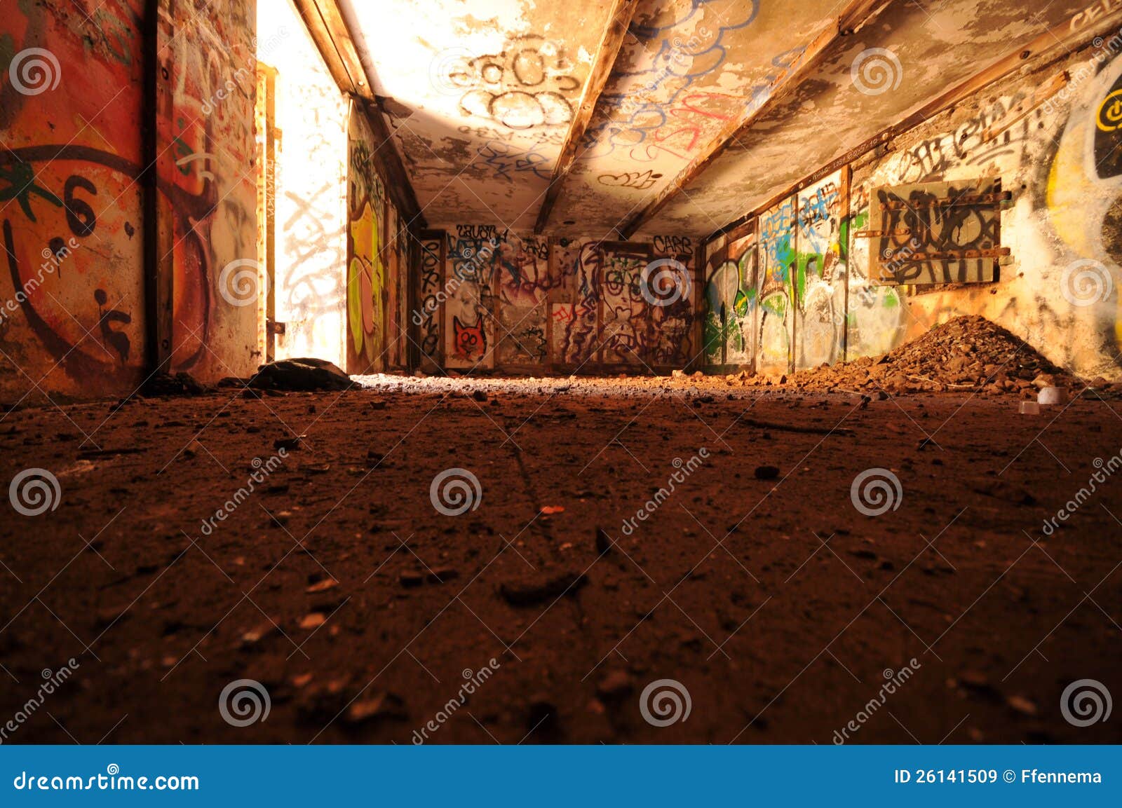 Abandoned Room with Rubble on Floor Stock Image - Image of color ...