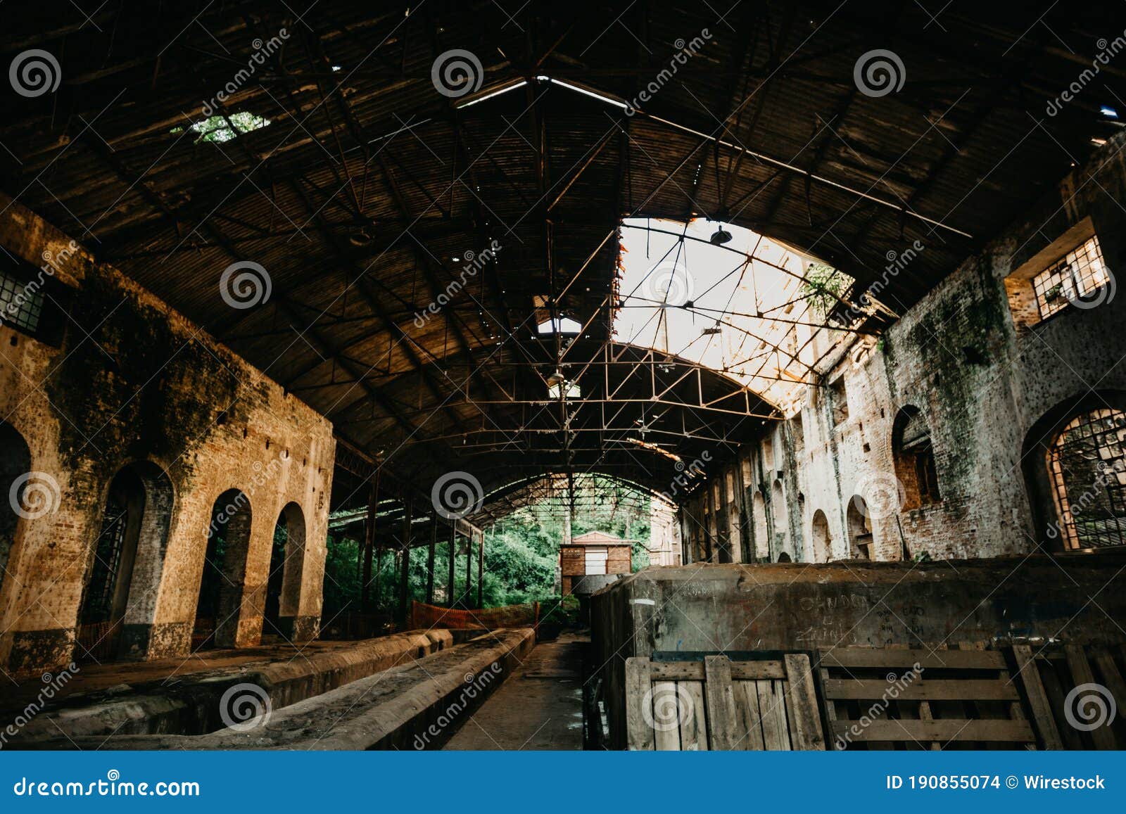 Abandoned Ruined Industrial Warehouse Stock Photo - Image of dirty ...