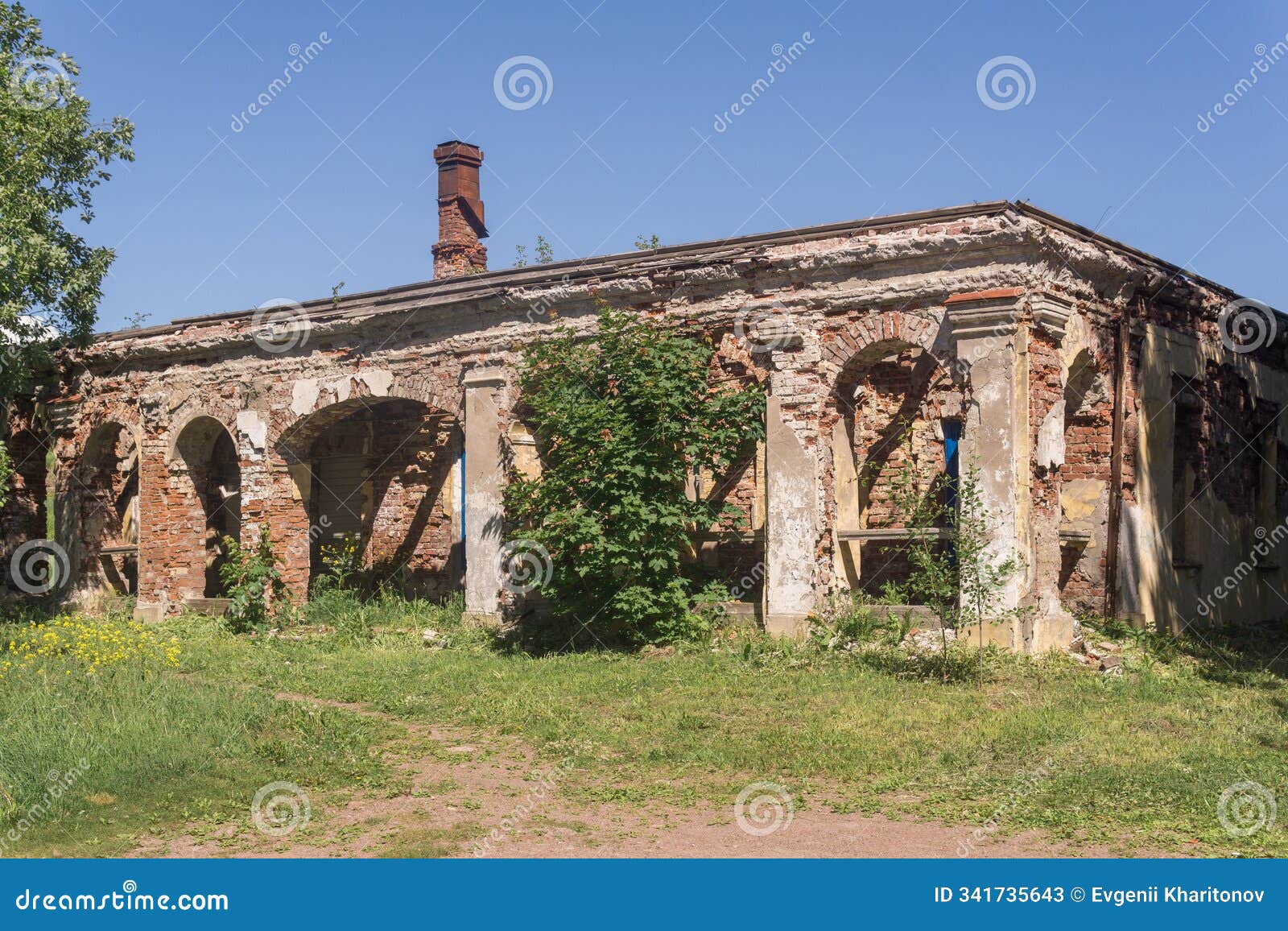 Abandoned Ruins of an Ancient Building among the Grass Stock Image ...
