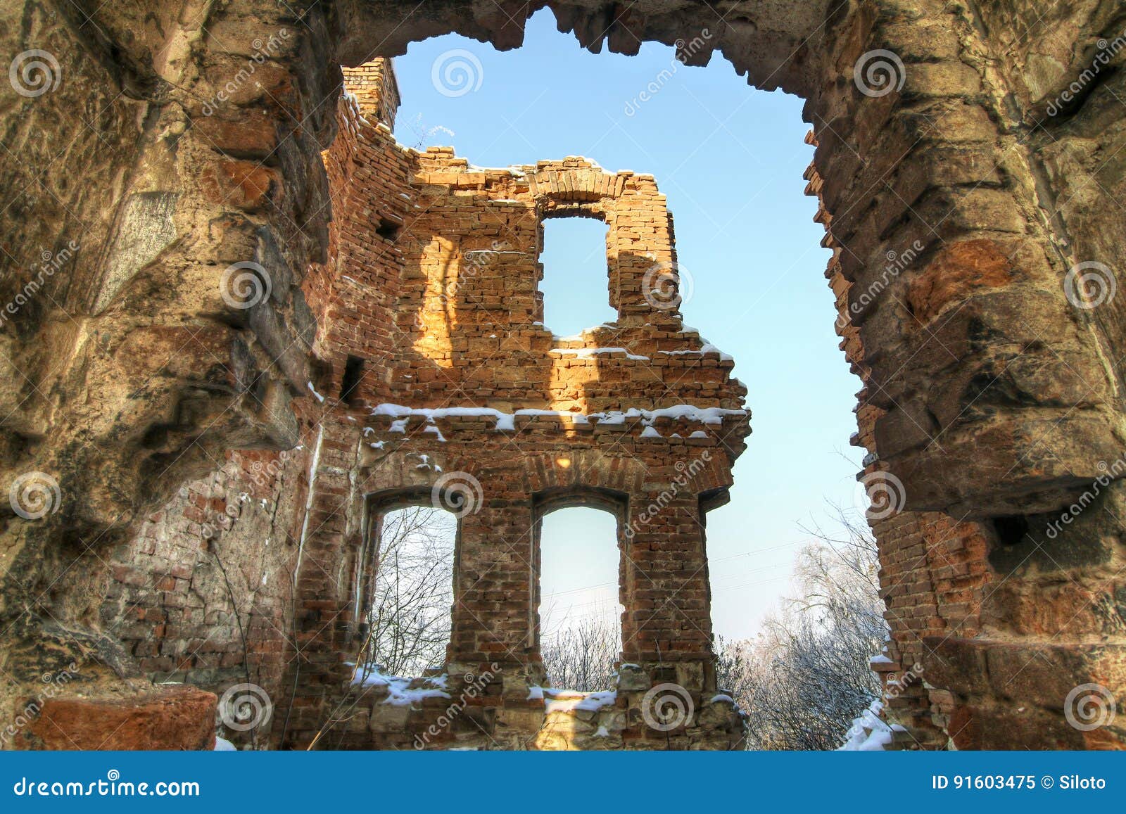 Abandoned Ruins Of A Medieval Castle In The Forest Stock Photography ...