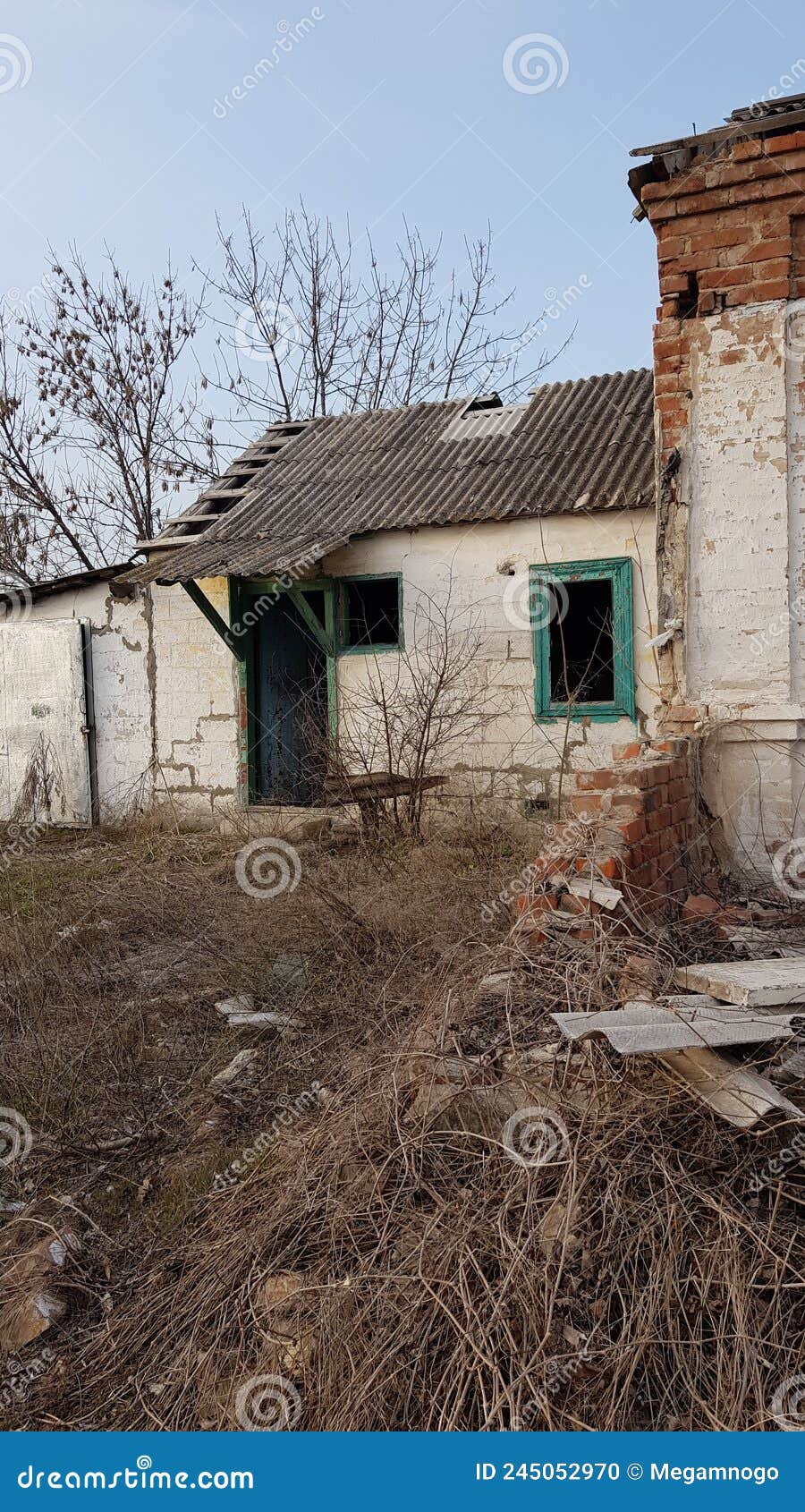 Abandoned Rural House without Windows and Doors Stock Photo - Image of ...