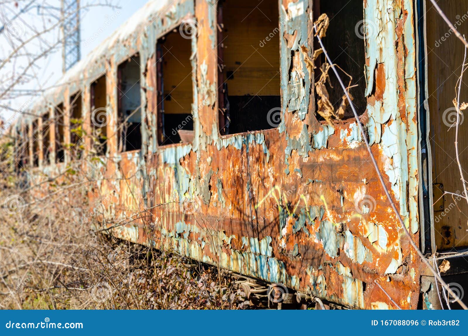 Abandoned Rust Train Wagon with Peeling Paint Stock Photo - Image of ...