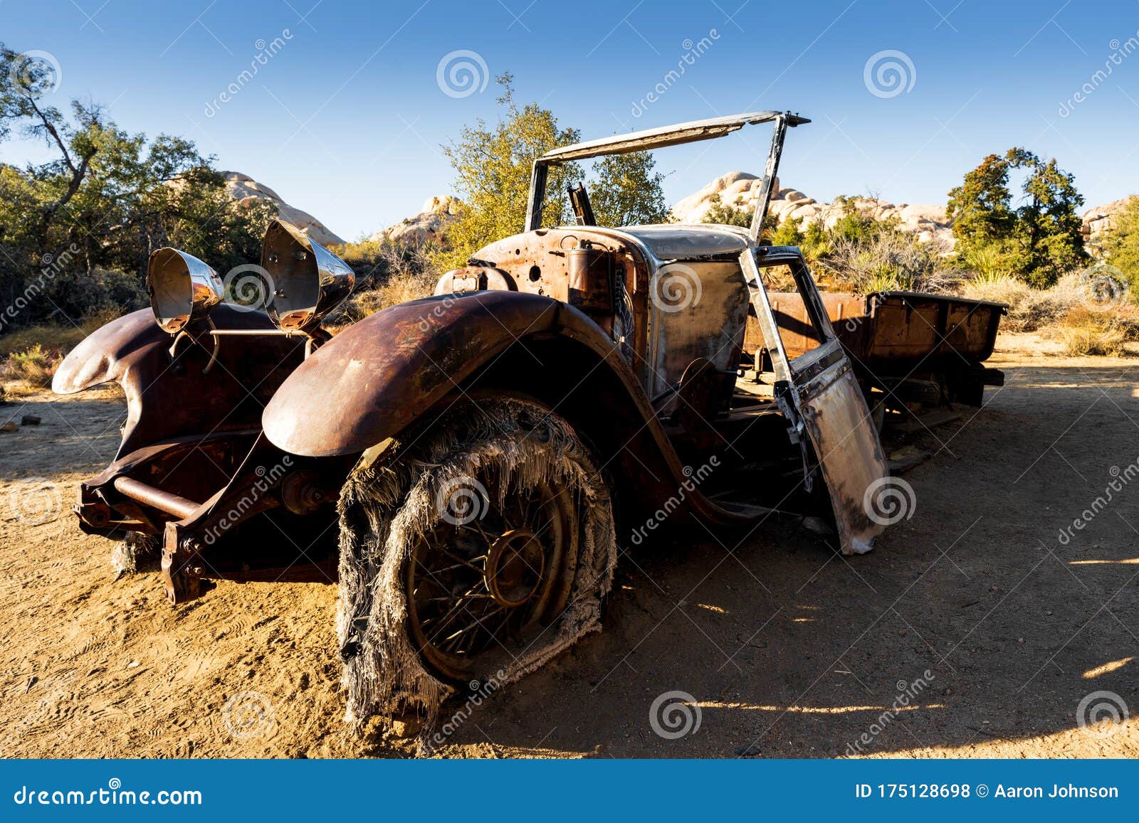 Abandoned Rusted Car in the Desert Stock Photo - Image of landscape ...