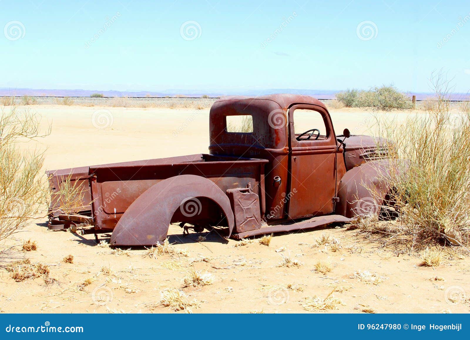 Abandoned Rustic Pickup Car in Desert, Africa Stock Photo - Image of ...