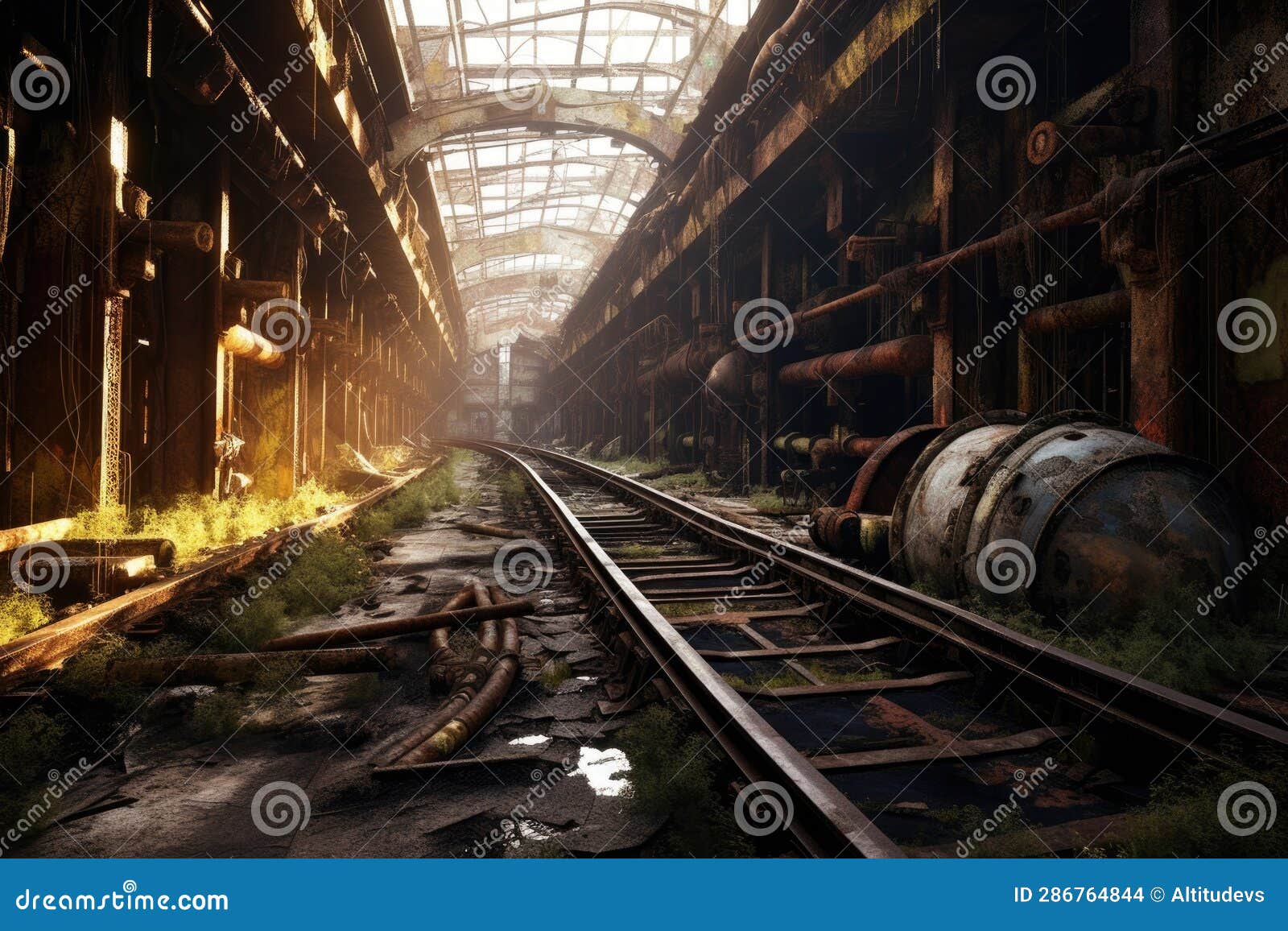 Abandoned Rusty Conveyor Belt in a Derelict Warehouse Stock Photo ...
