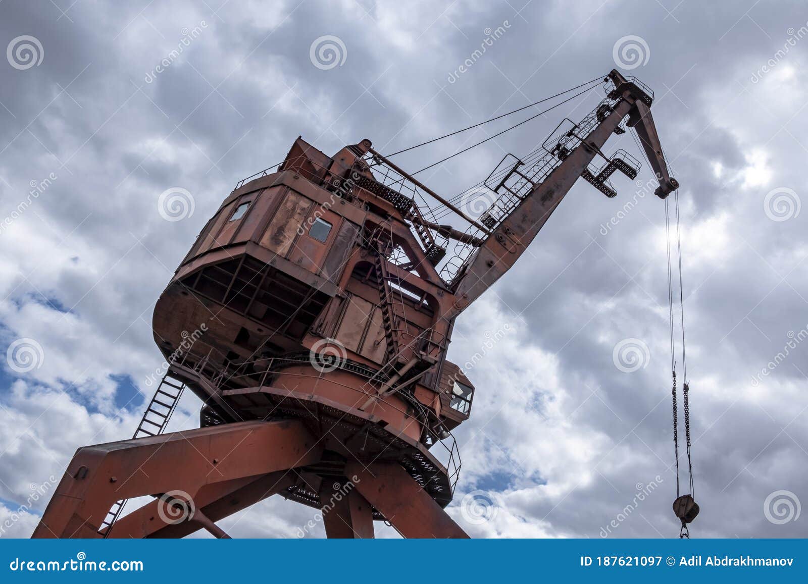 Abandoned, Rusty, Damaged Port Crane. Stock Image - Image of crane ...