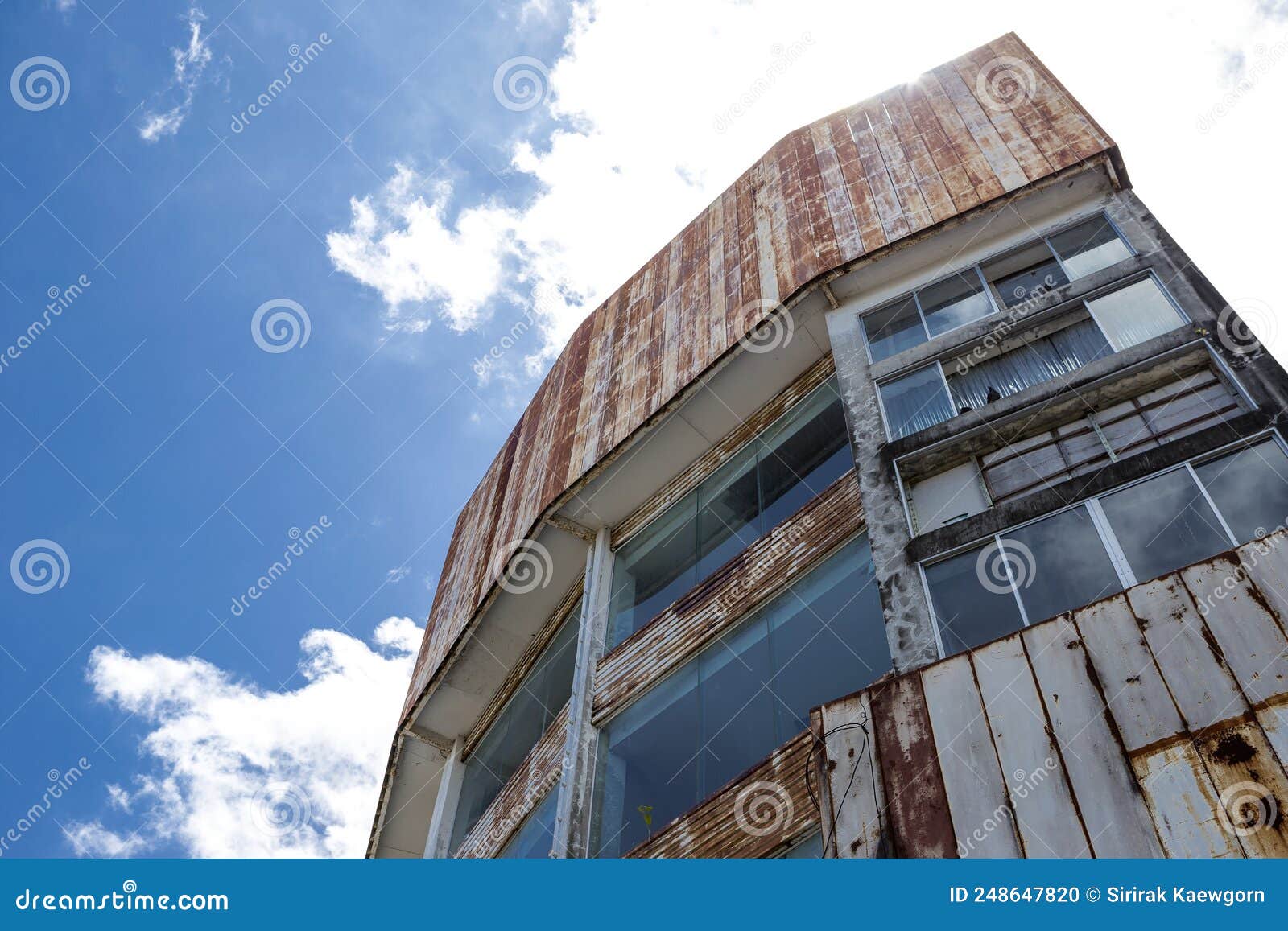 Abandoned Rusty Old Building with Space on Blue Sky Stock Photo - Image ...