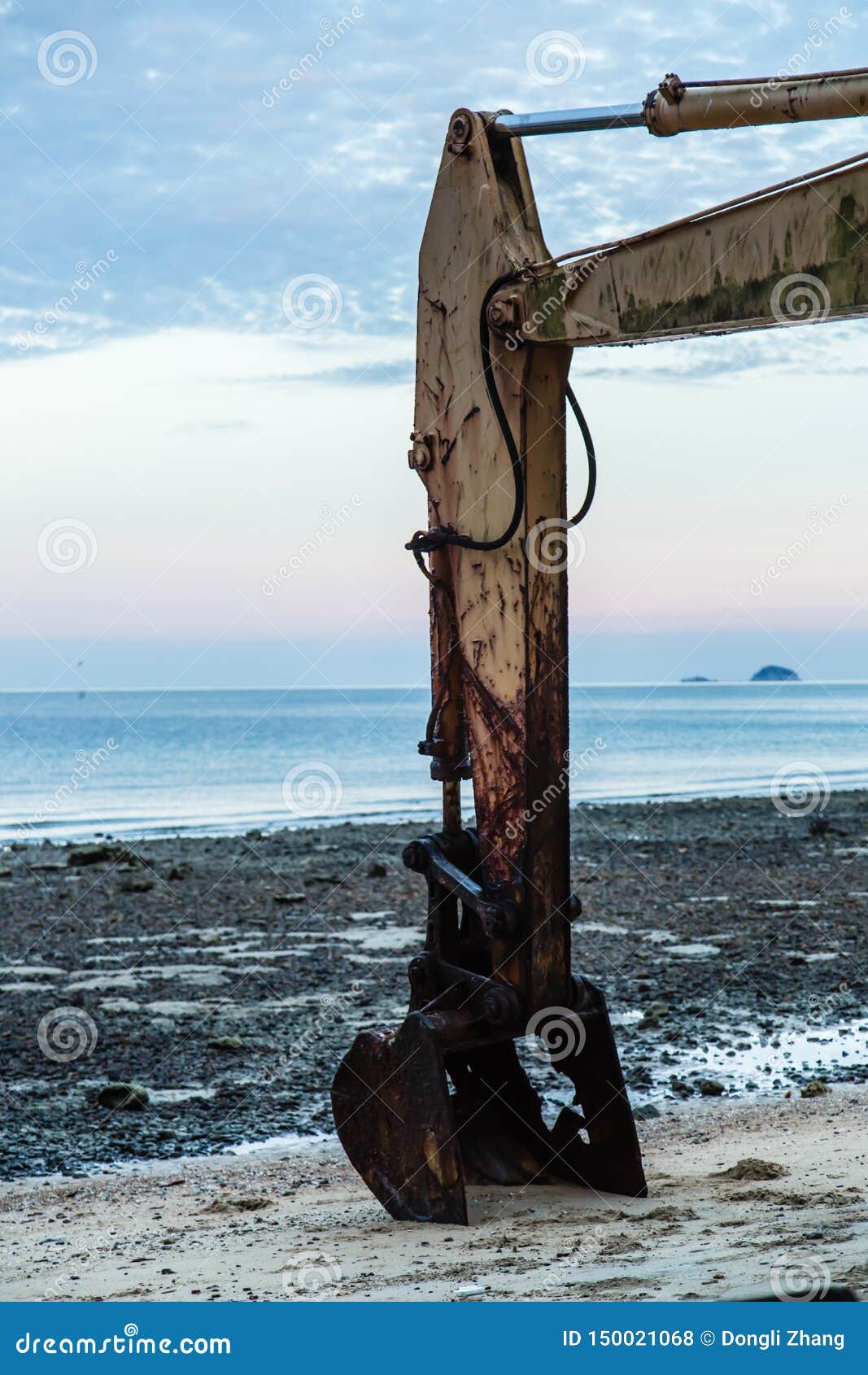 Abandoned Rusty and Old Excavator on the Beach View Stock Photo - Image ...