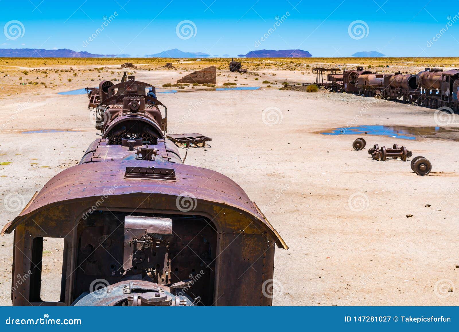 Abandoned Rusty Old Train in the Train Cemetry at Uyuni Desert Stock ...
