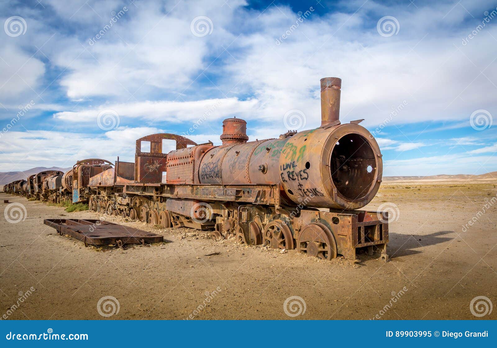 Abandoned Rusty Old Train in Train Cemetery - Uyuni, Bolivia Stock ...