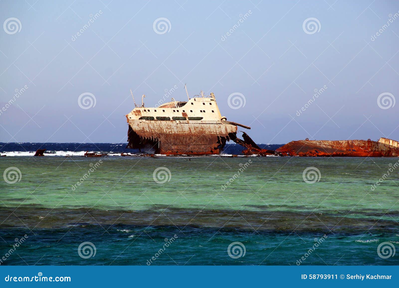 Abandoned Rusty Ship in Blue Sea Waves Stock Image - Image of abandoned ...