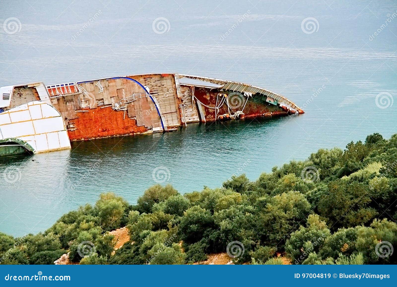 Rusty shipwreck. Greece stock image. Image of travel - 97004819