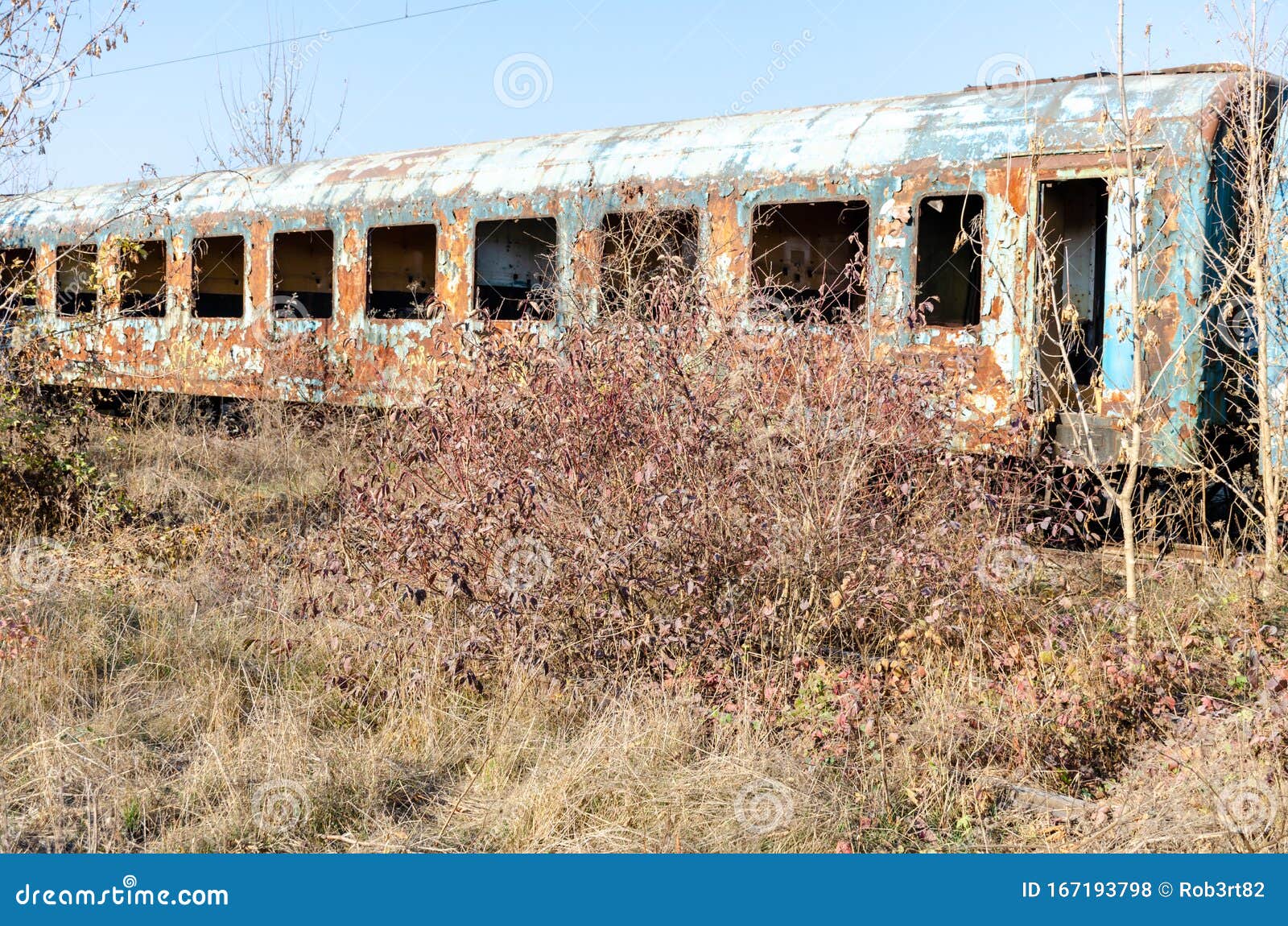Abandoned Rusty Train Wagon with Peeled Paint Stock Photo - Image of ...