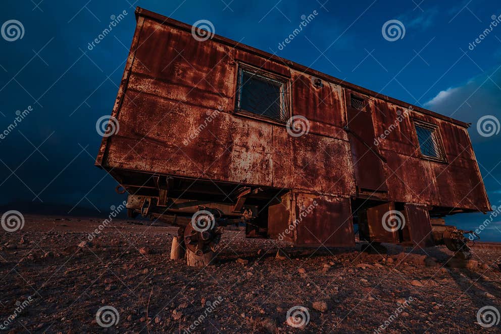 Rusty Wagon in a Field at Twilight Stock Image - Image of nonurban ...