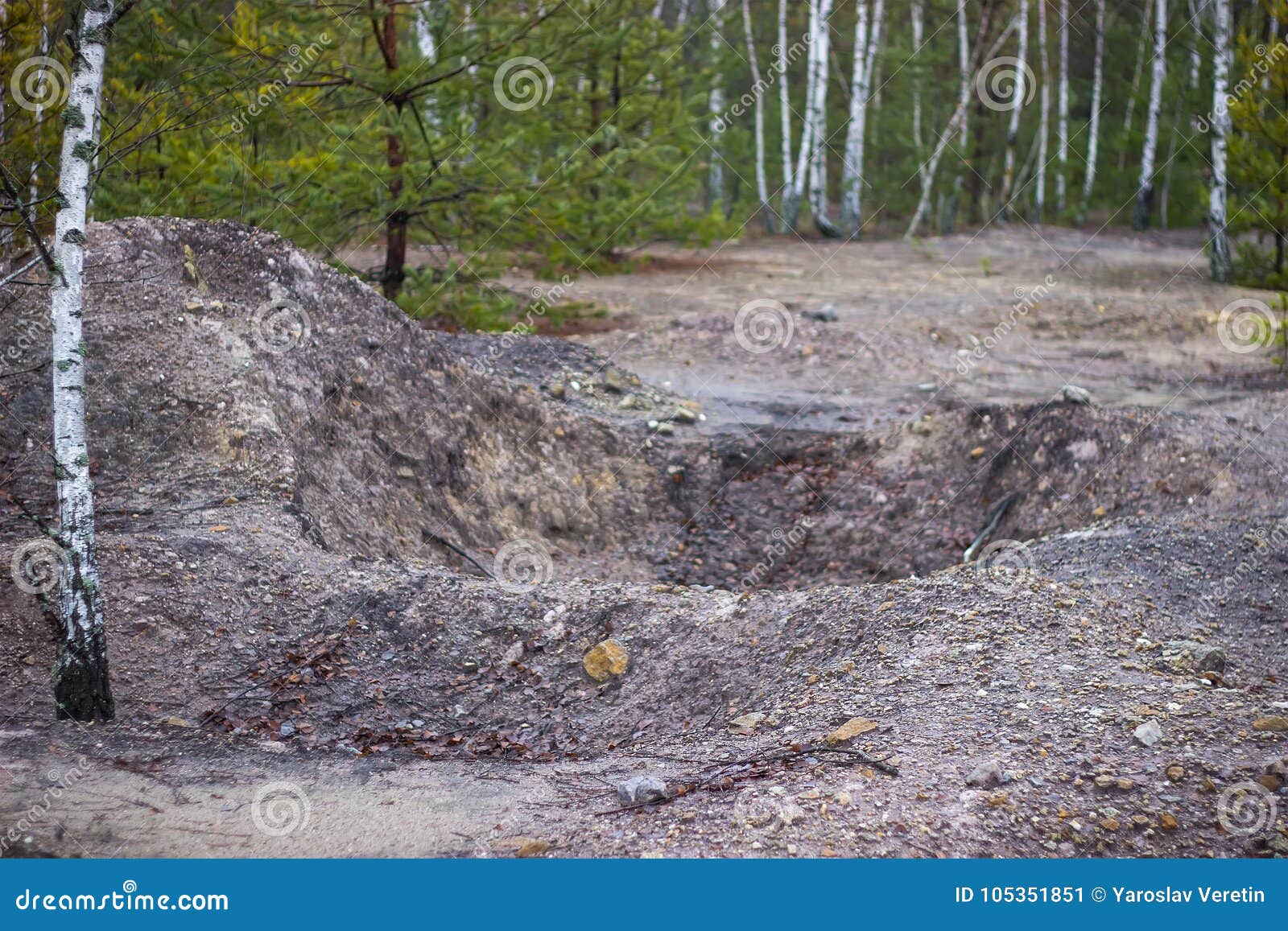 Abandoned Sand Open Pit on Edge of Forest Stock Image - Image of grass ...