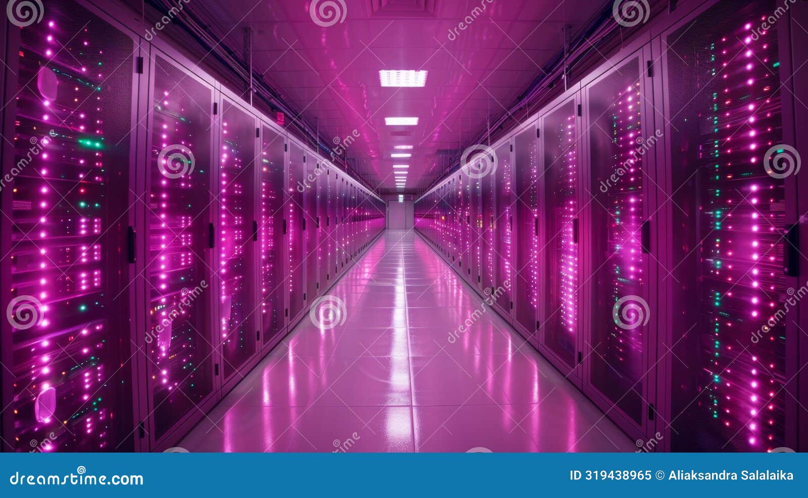 Abandoned Server Room Illuminated by Blinking Lights on Ancient ...