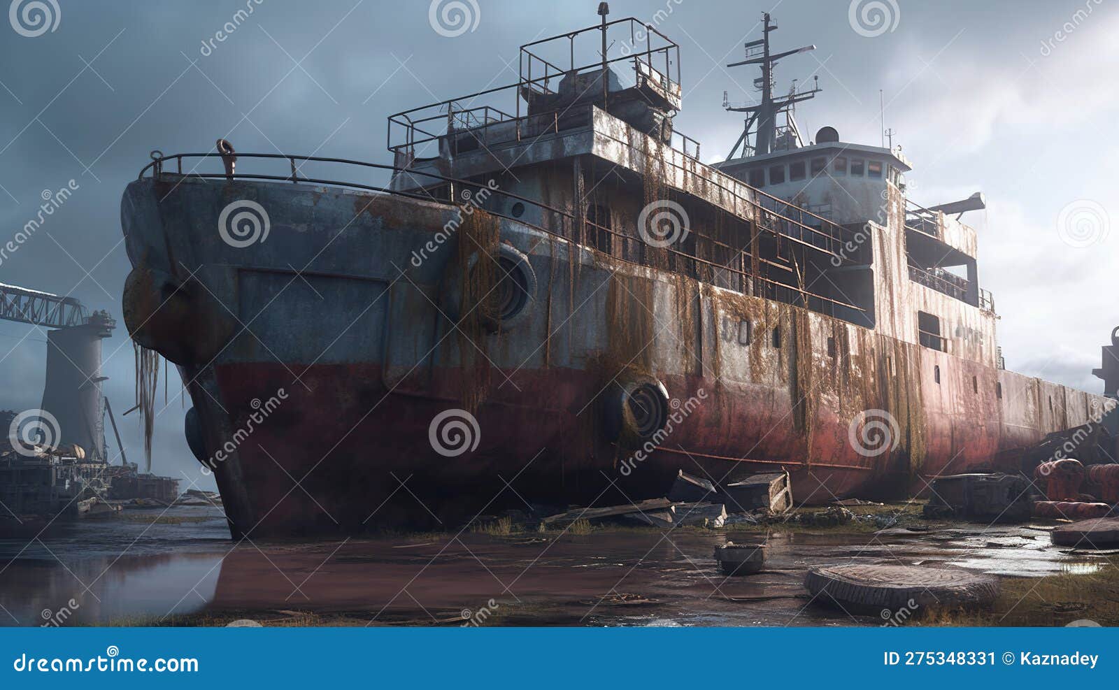 Abandoned Ship after Post-apocalyptic. Generative Ai Stock Illustration ...
