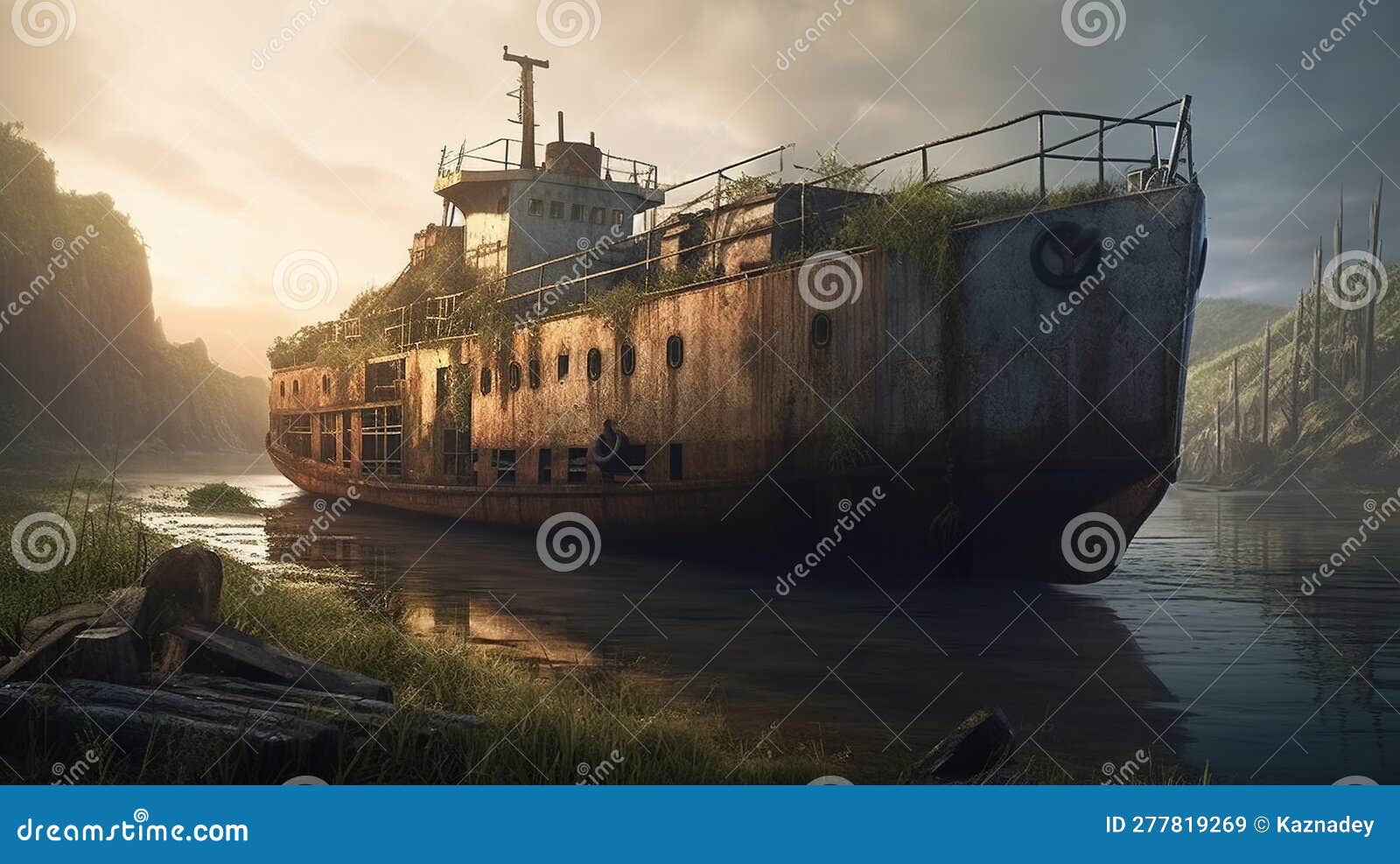 Abandoned Ship after Post-apocalyptic. Generative Ai Stock Image ...