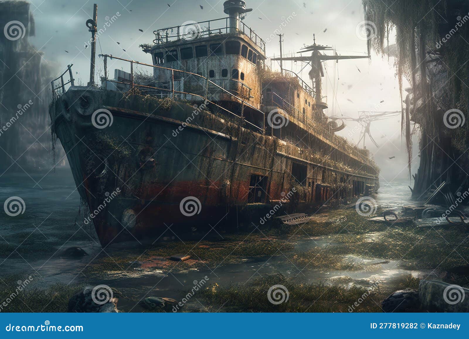 Abandoned Ship after Post-apocalyptic. Generative Ai Stock Photo ...