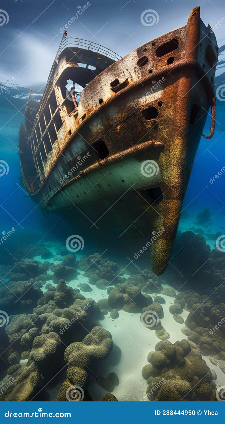 Abandoned Shipwreck Half-Submerged in Tropical Waters Stock Photo ...