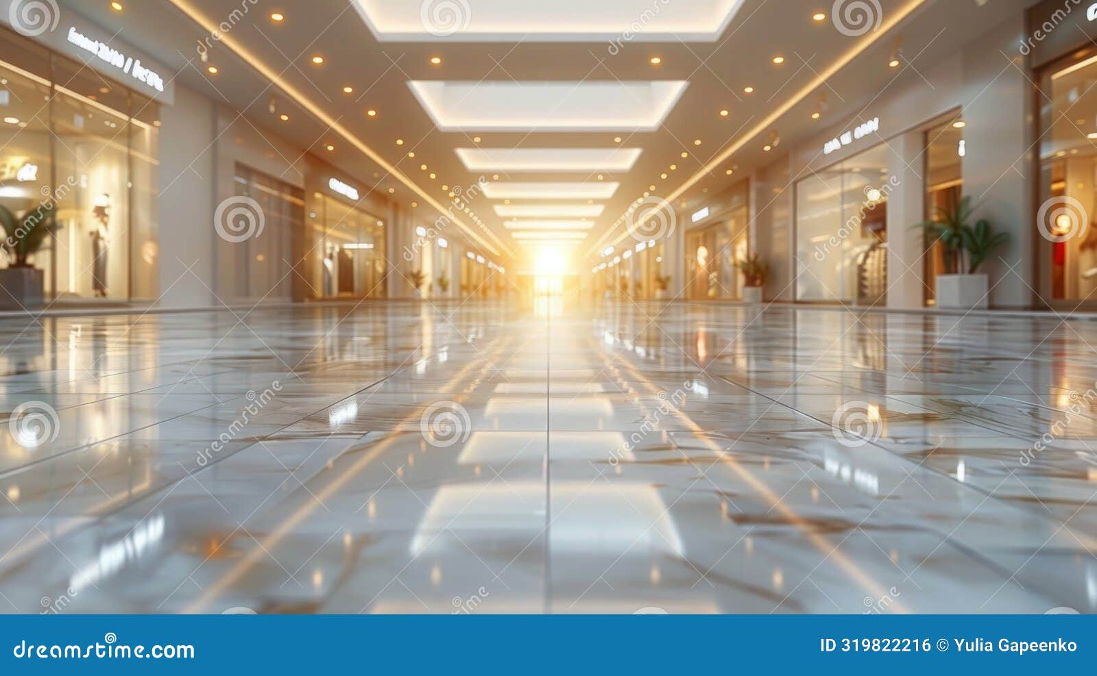 Empty Shopping Mall with Skylight Stock Photo - Image of abandoned ...