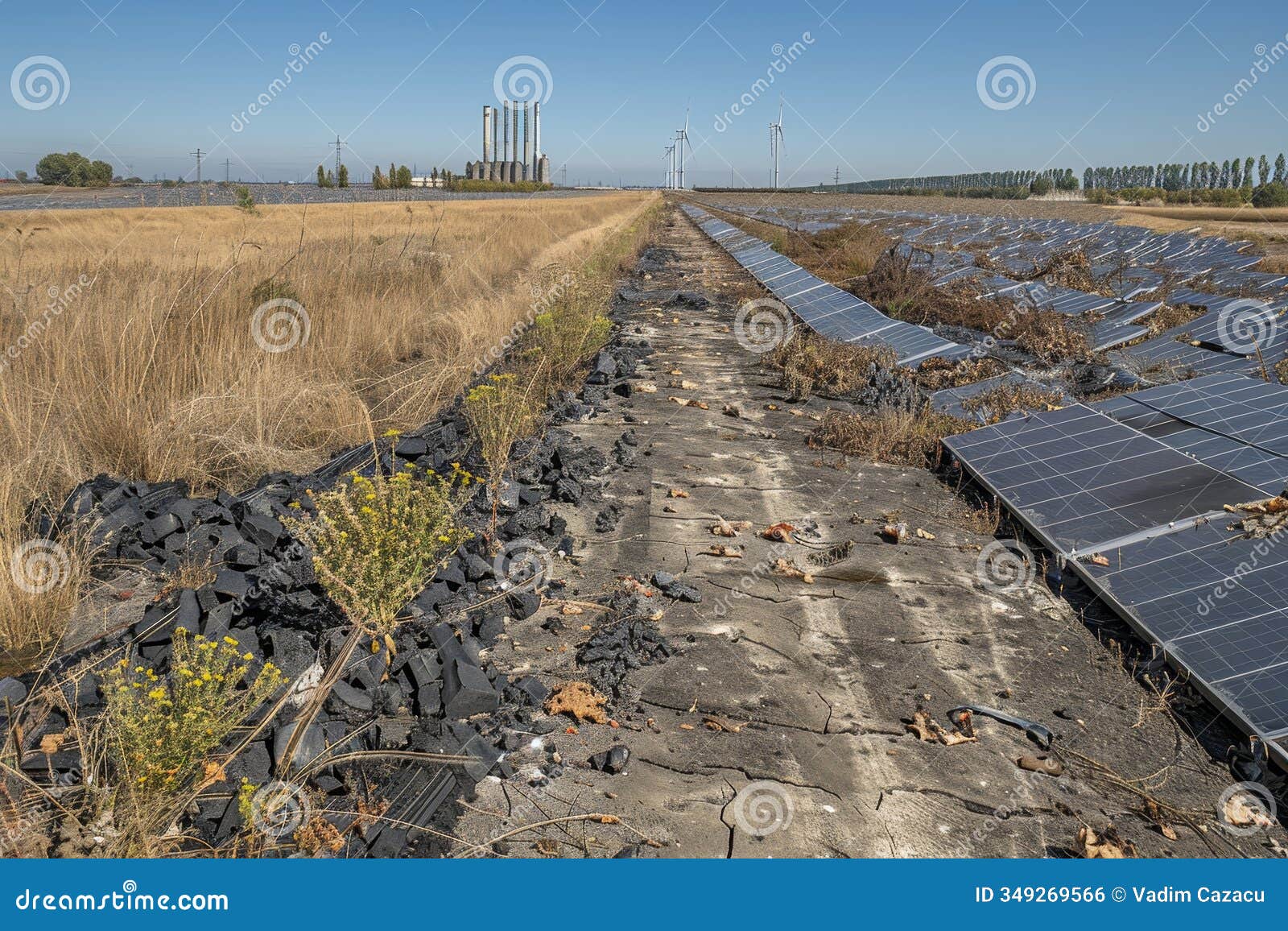 Abandoned Solar Power Plant, Broken Solar Panels, Environmental Issues ...