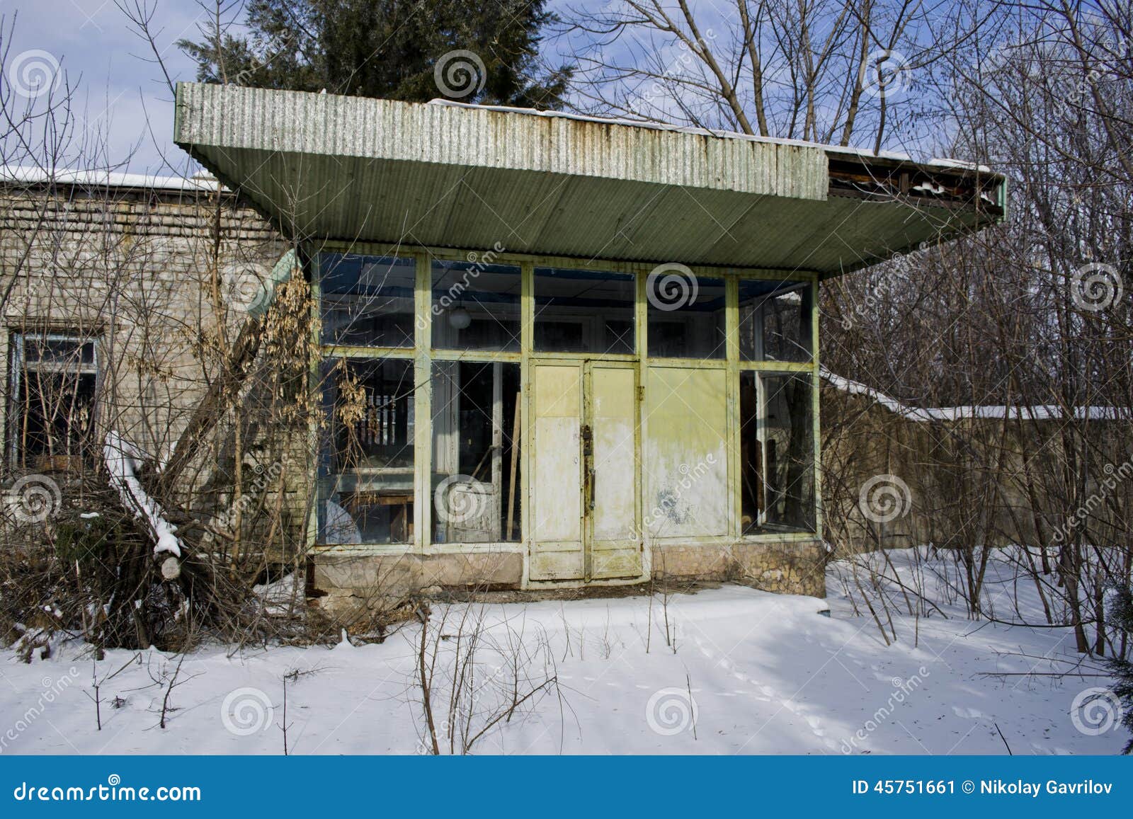 Abandoned soviet canteen stock image. Image of light - 45751661