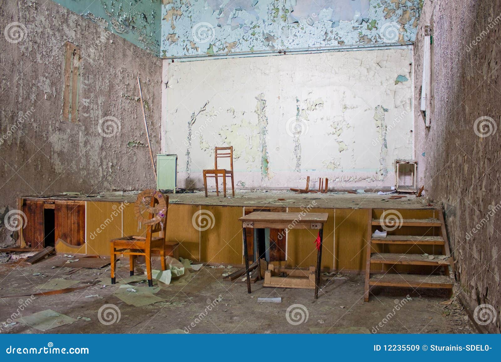 Abandoned stage stock image. Image of paint, interior - 12235509
