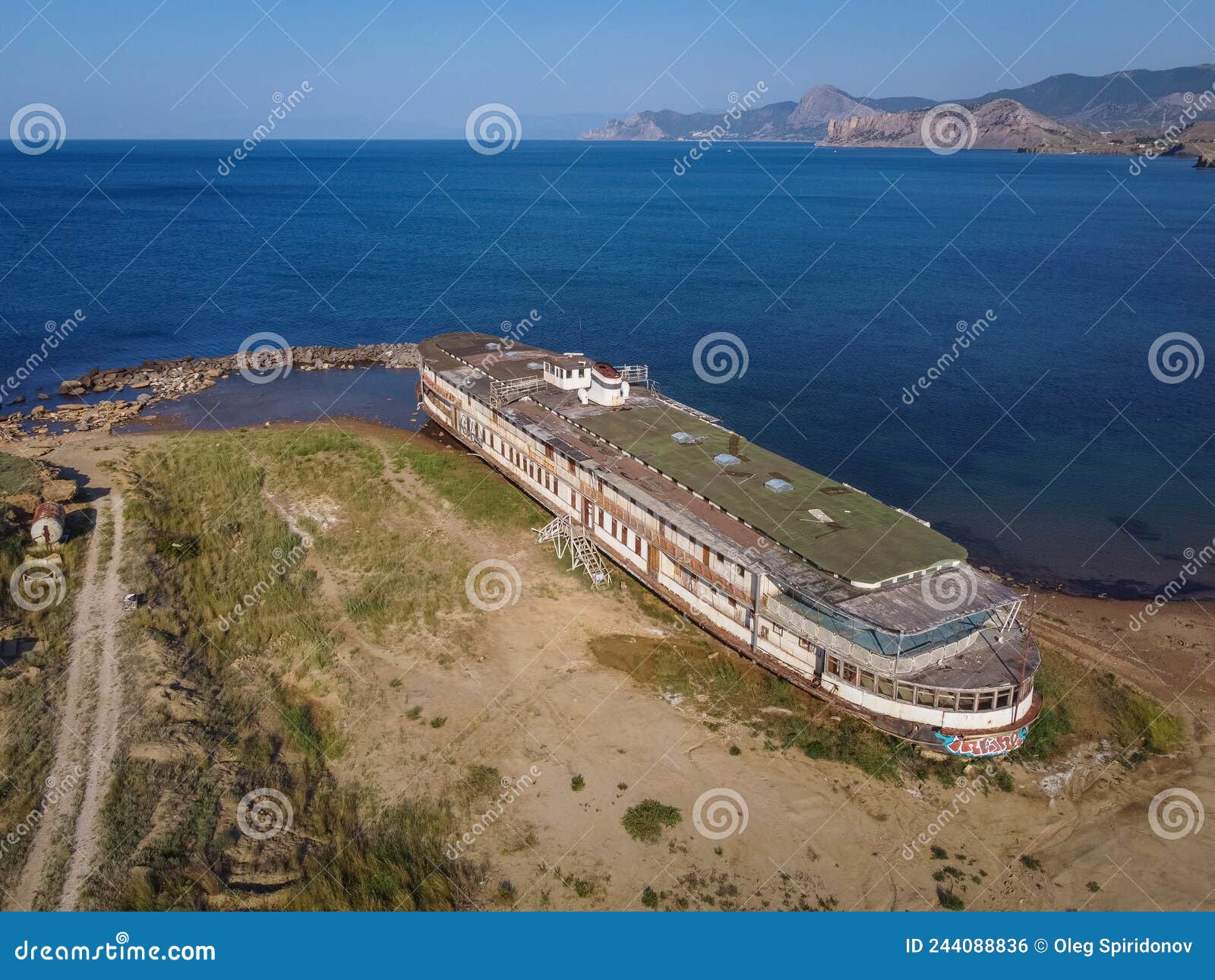 Abandoned Steamer Stranded, Rusty Old Cruise Steamer, Ship Skeleton ...