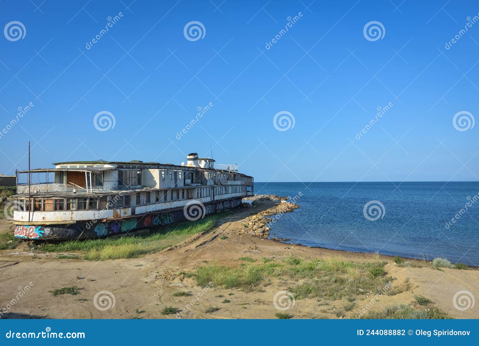 Abandoned Steamer Stranded, Rusty Old Cruise Steamer, Ship Skeleton ...