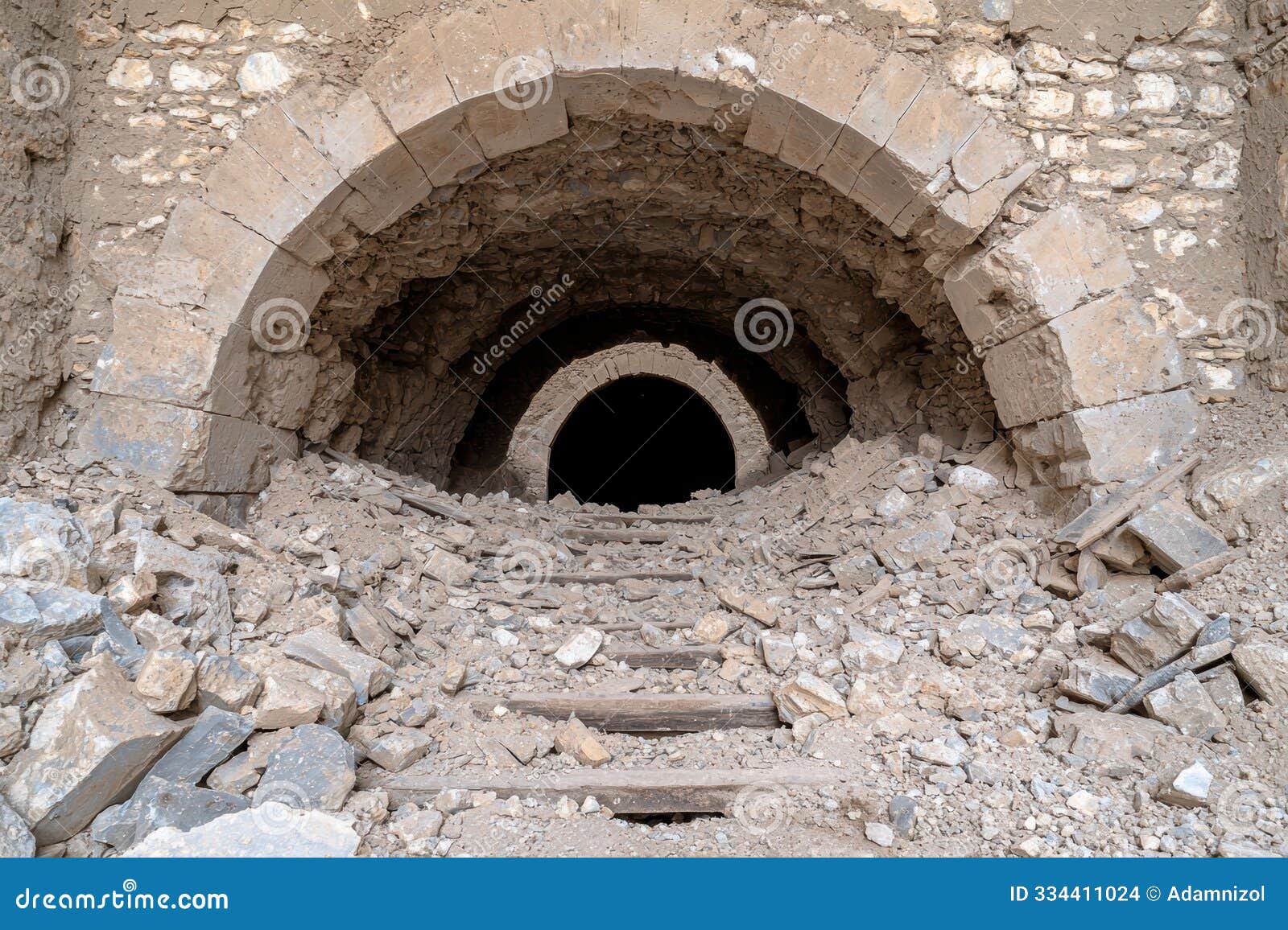 Abandoned Stone Archway in a Crumbling Structure Stock Illustration ...
