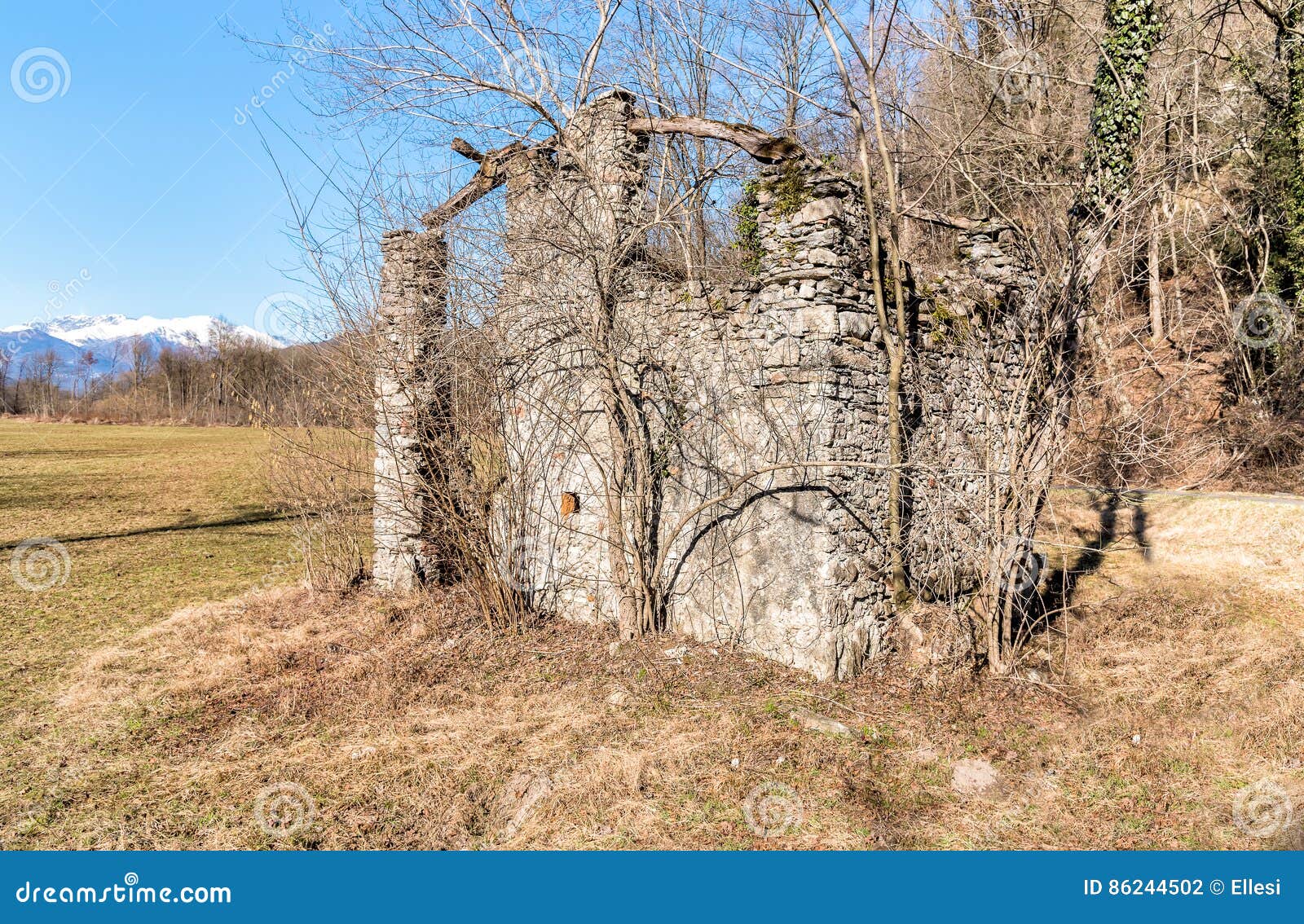 Abandoned Stone Building in Rural Area Stock Photo - Image of broken ...