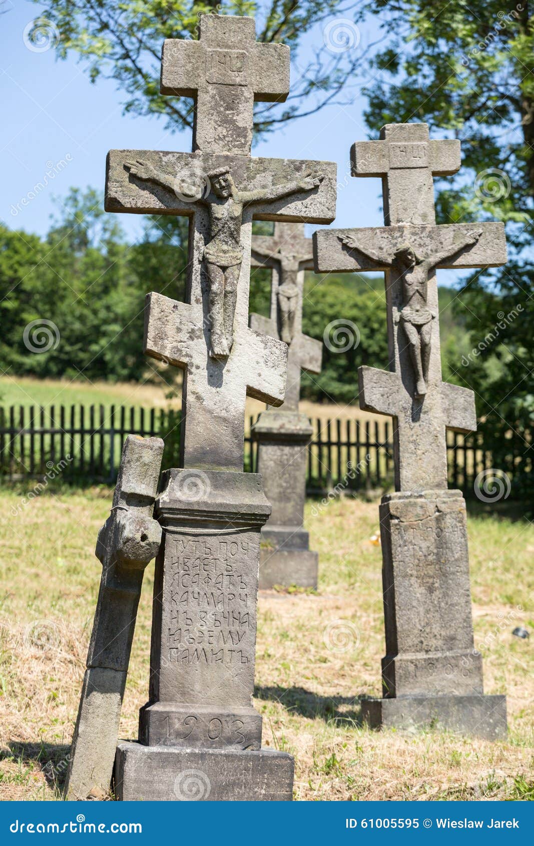 Abandoned Stony Orthodox Crosses Stock Image - Image of parish, blue ...