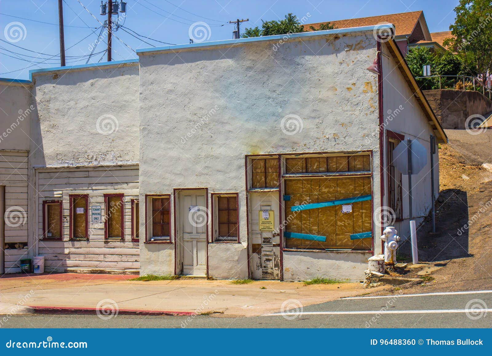 Abandoned Store Front With Boarded Up Windows Stock Photography | CartoonDealer.com #96488360