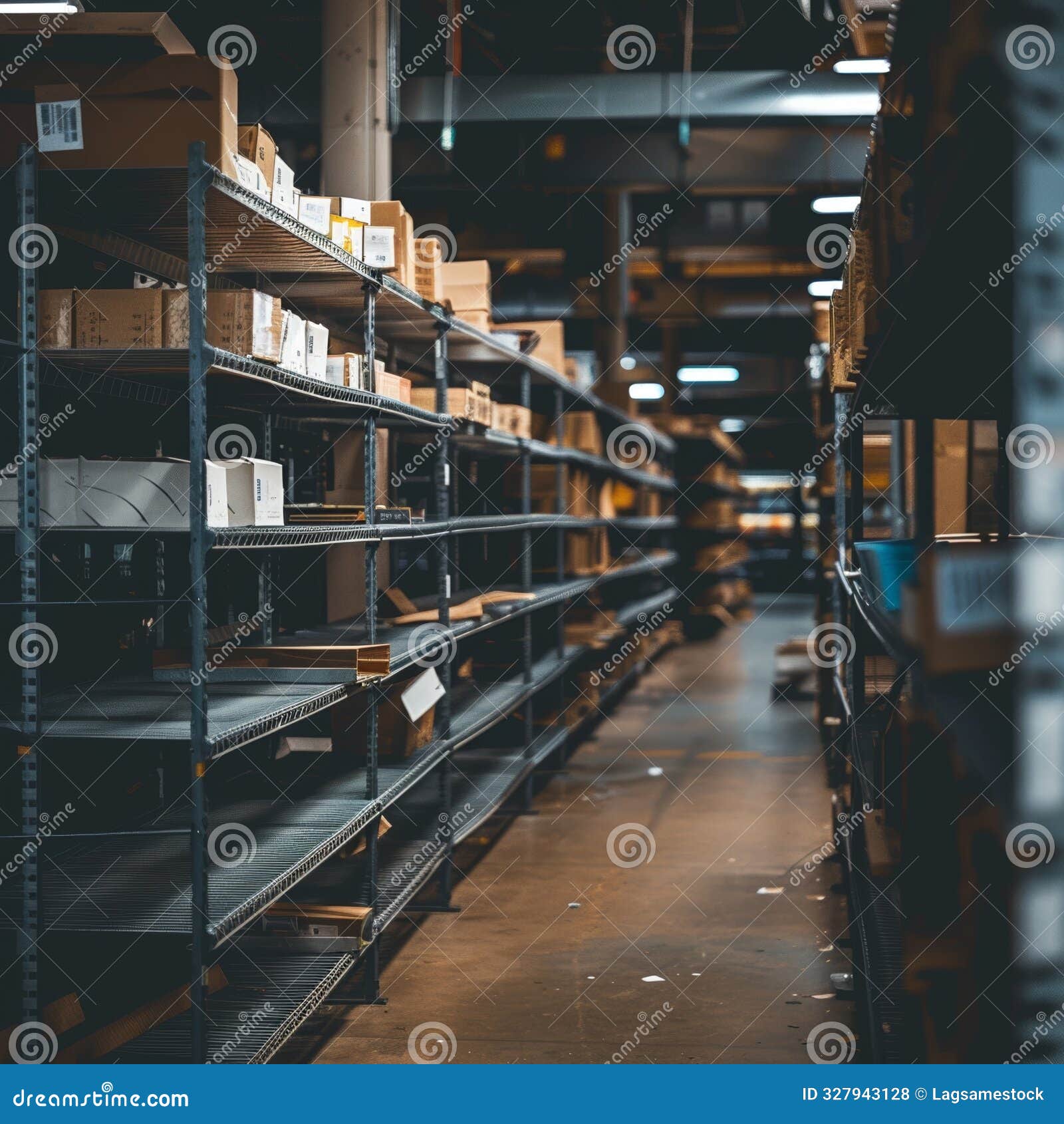 Abandoned Store Shelves Symbolizing a Disrupted Supply Chain Stock ...