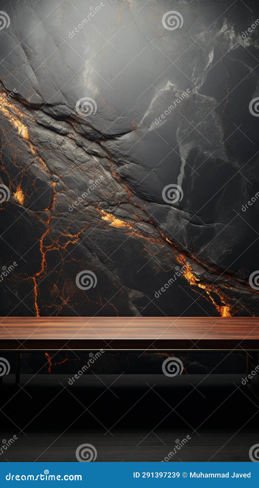 Abandoned Surface, Dark Marble, Ebony Countertop, on Dim Wall Backdrop ...