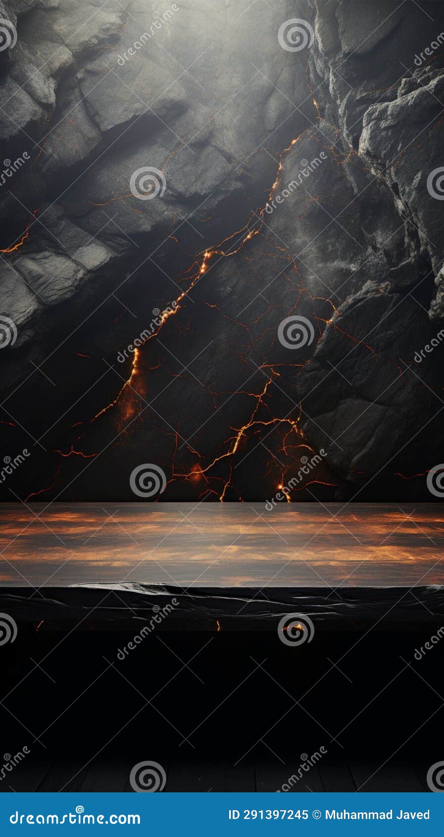 Abandoned Surface, Dark Marble, Ebony Countertop, on Dim Wall Backdrop ...