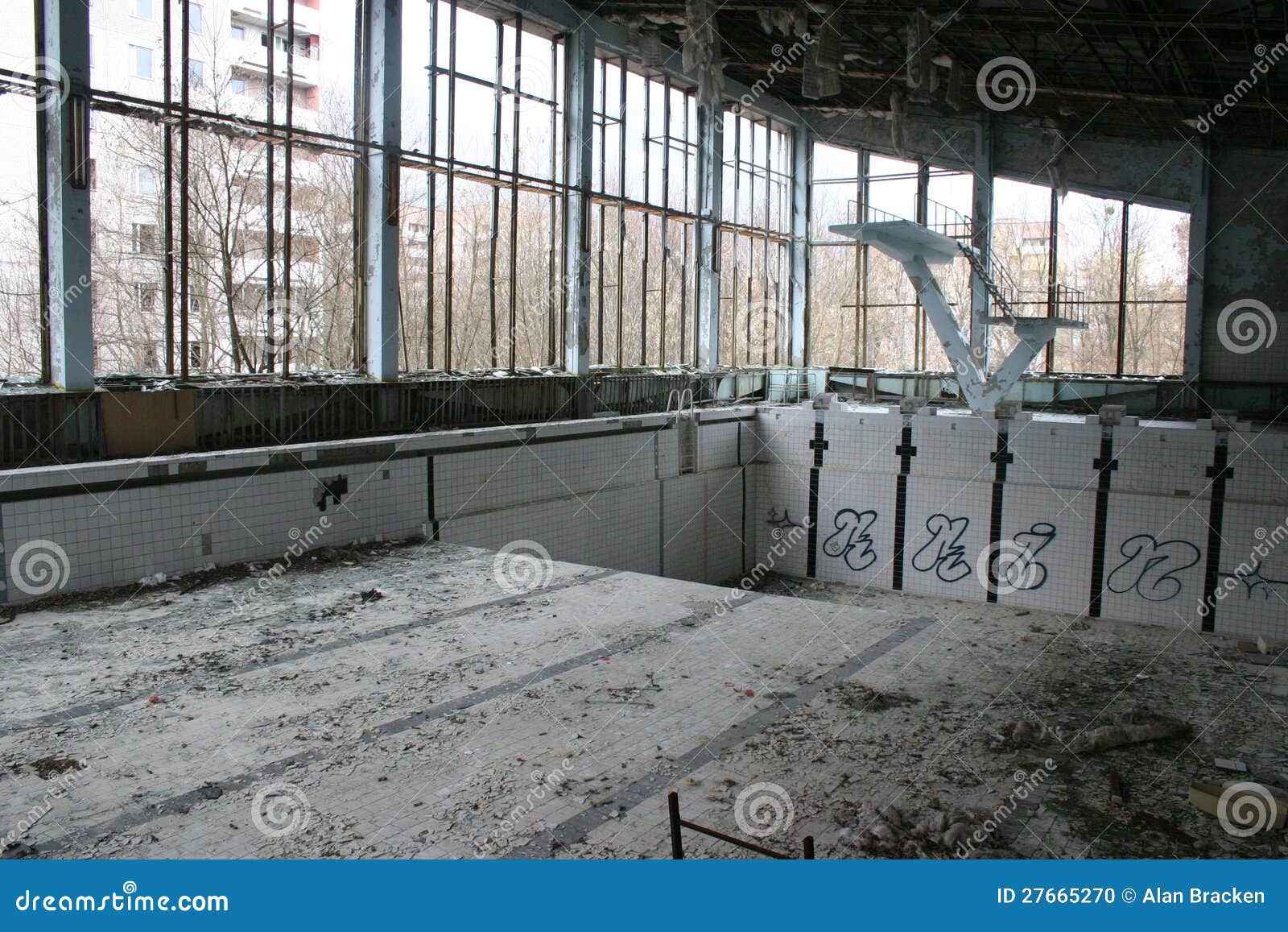 Abandoned Swimming Pool, Pripyat, Chernobyl Stock Photo - Image of ...