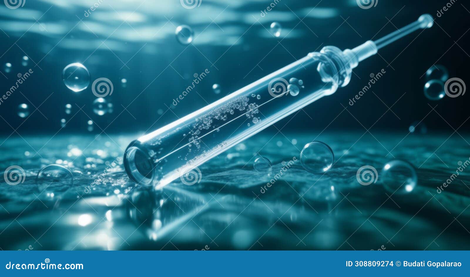 Abandoned Syringe in Water, Symbolizing Pollution and Health Concerns ...