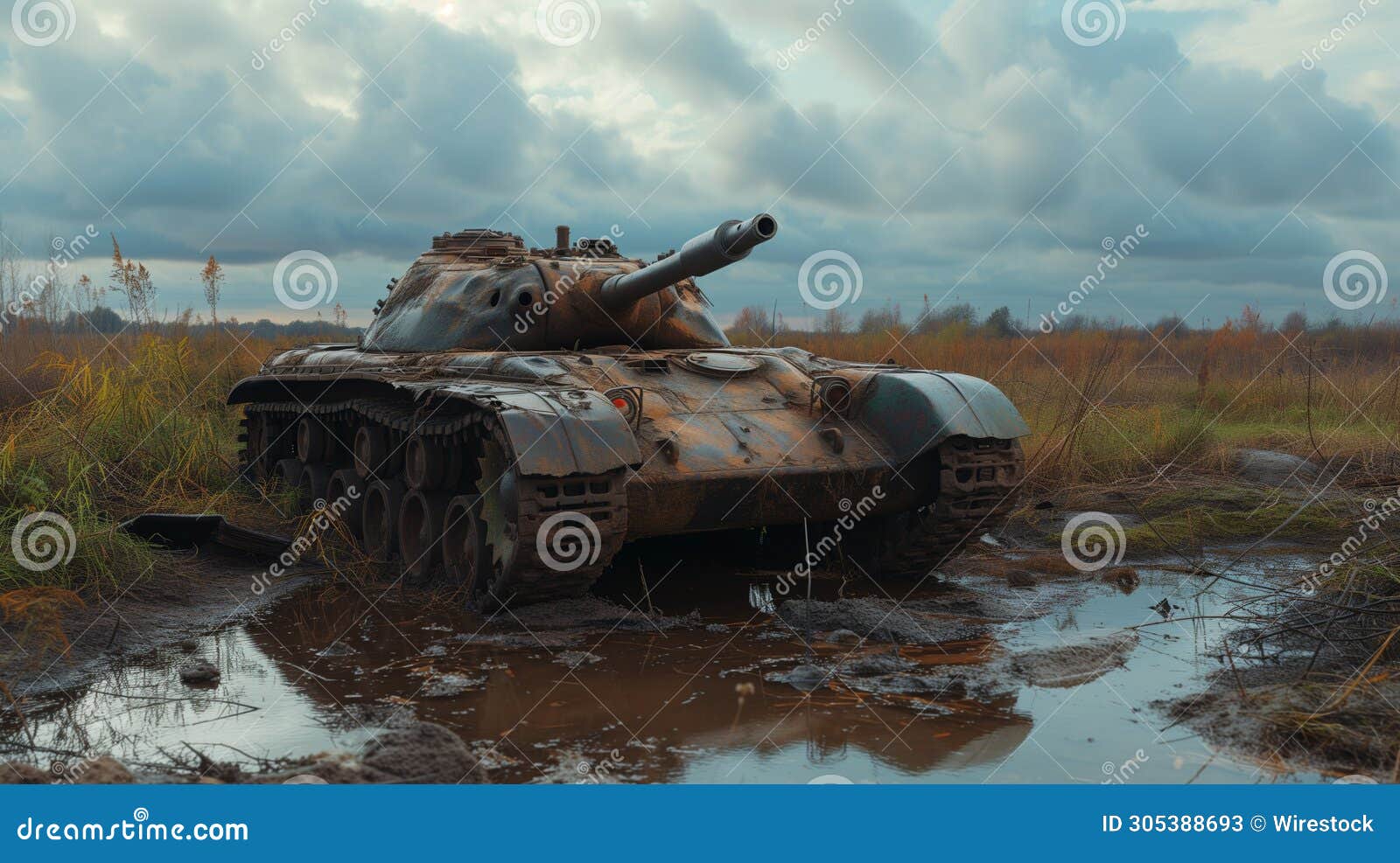 Abandoned tank after war, stock illustration. Illustration of neglected ...