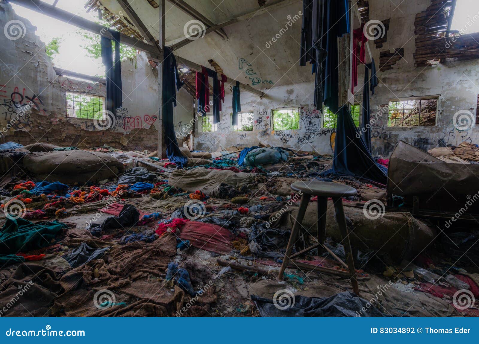 Abandoned textile factory stock photo. Image of lost - 83034892