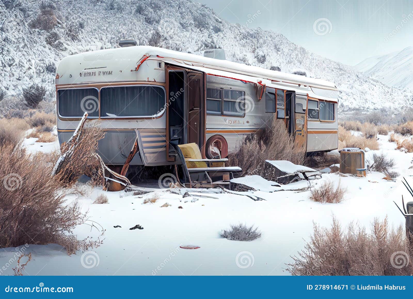 Abandoned Trailer In The Desert. Generative AI, Generative, AI Stock ...