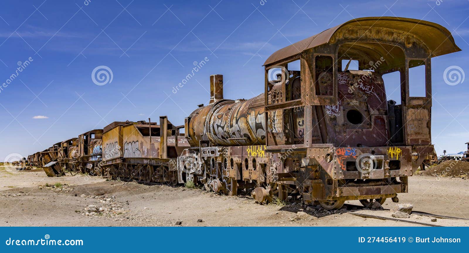 Abandoned Train at the Train Graveyard in the Bolivia Salt Flats Stock ...