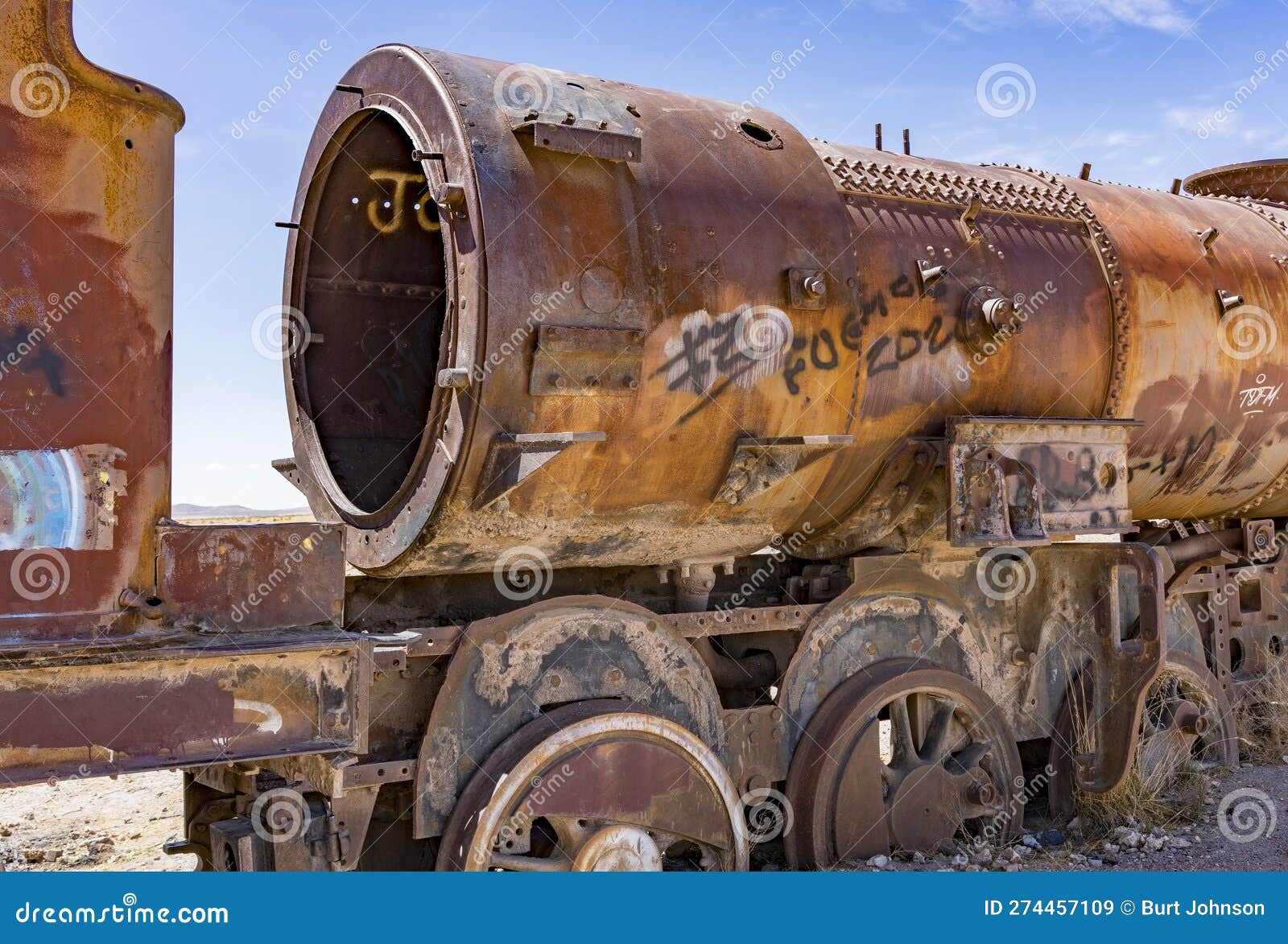 Abandoned Train at the Train Graveyard in the Bolivia Salt Flats Stock ...