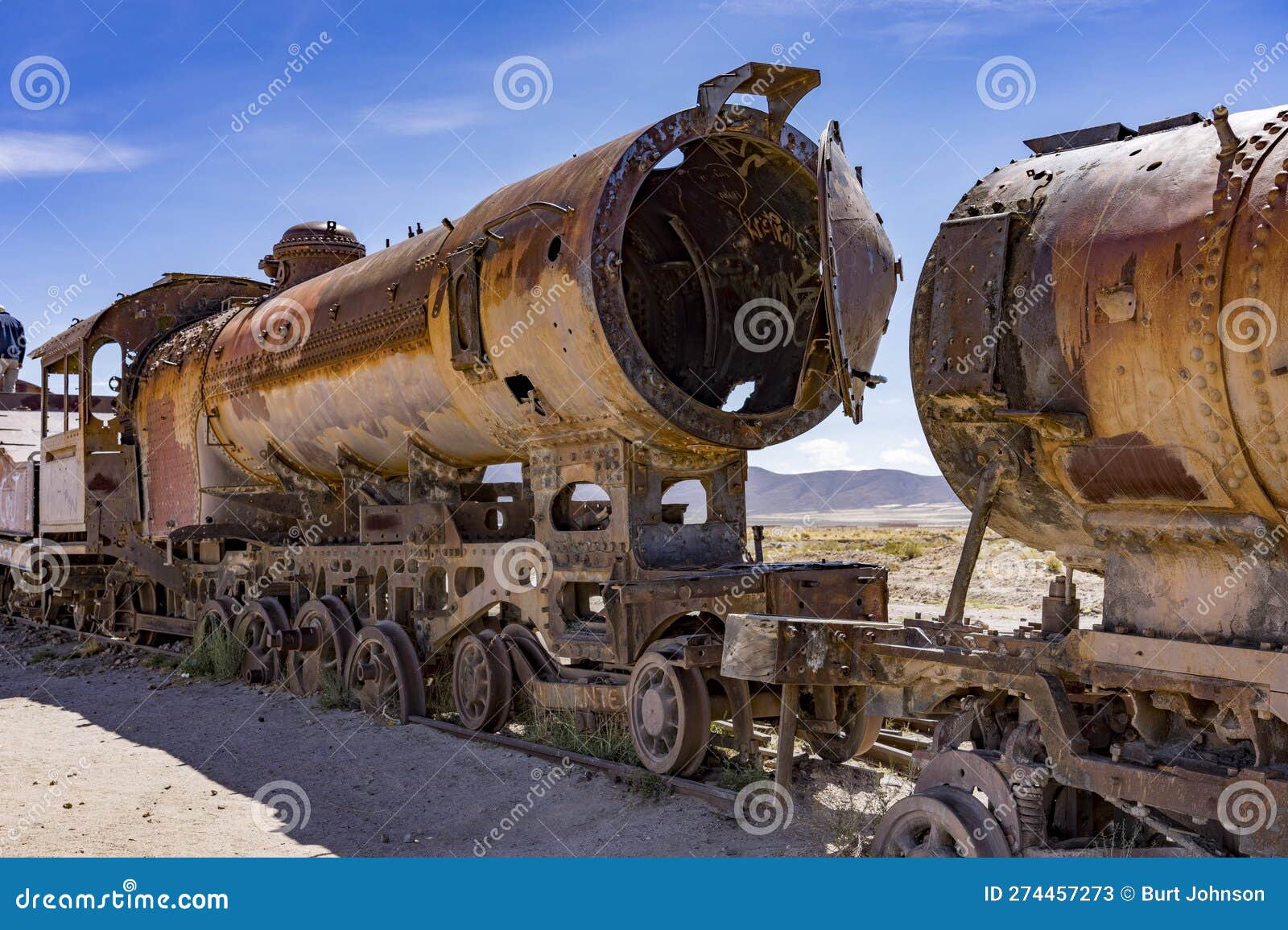 Abandoned Train at the Train Graveyard in the Bolivia Salt Flats Stock ...