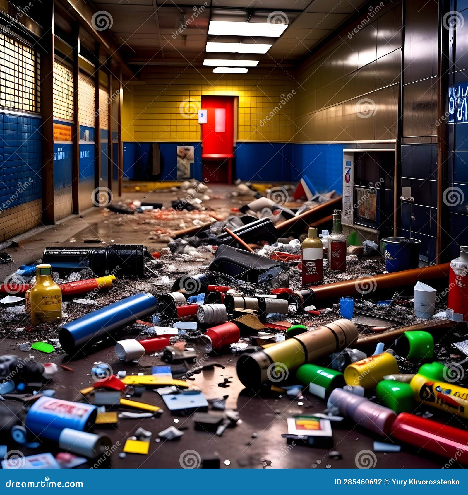 Abandoned Trash Room. Generative AI Stock Illustration - Illustration ...