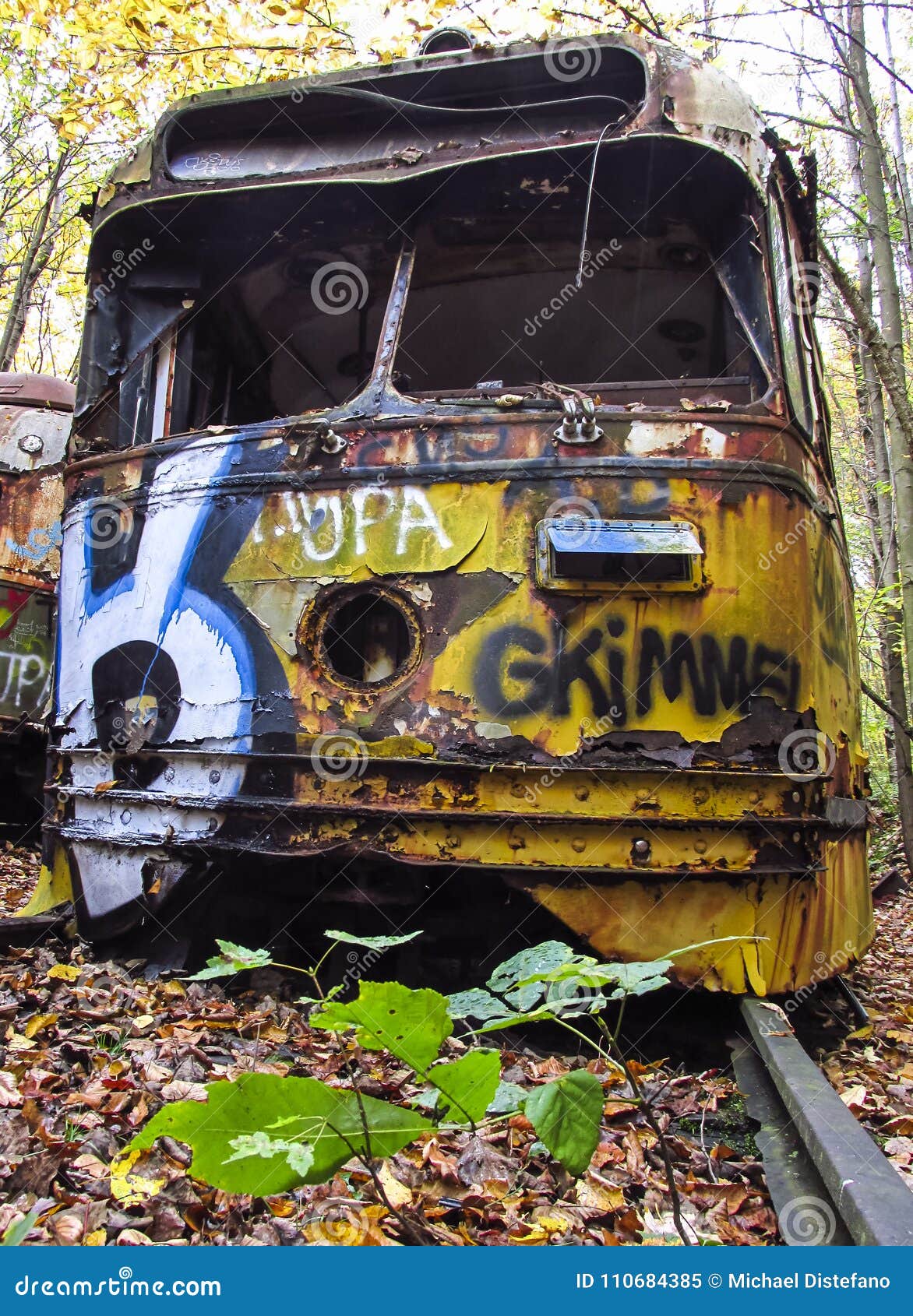 Abandoned Trolley Cars Side On View With Broken Windows Editorial Photo ...