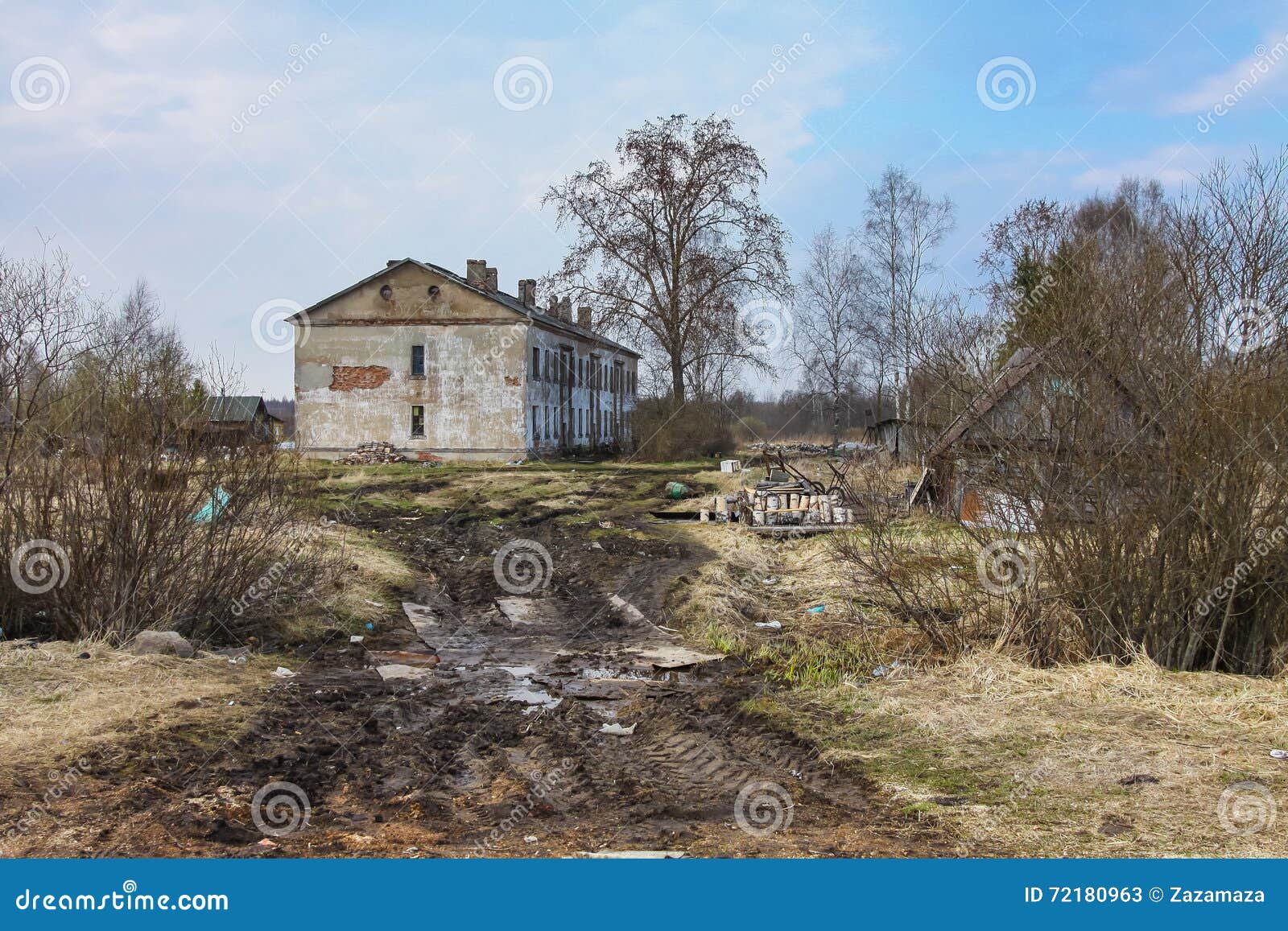 The Abandoned Two-storey House Stock Image - Image of building, dirty ...