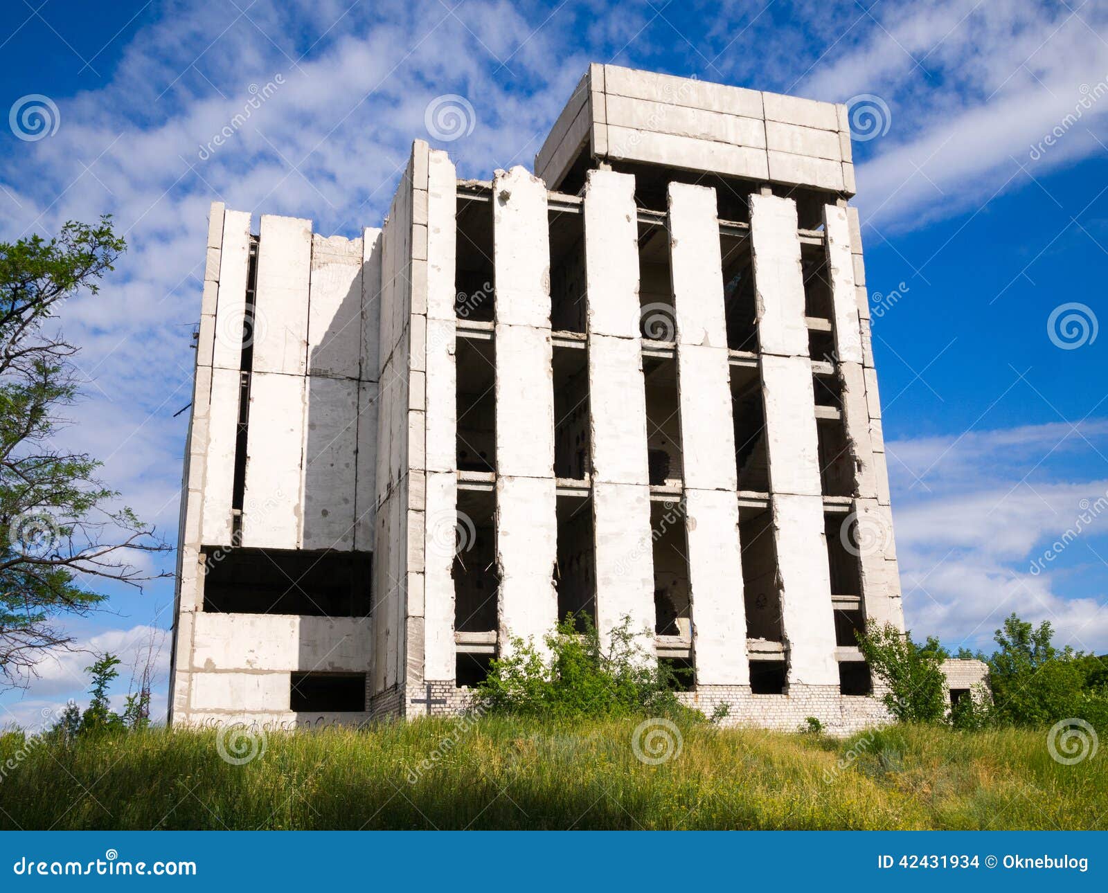 Abandoned Unfinished Building Stock Photo - Image of tree, structure ...